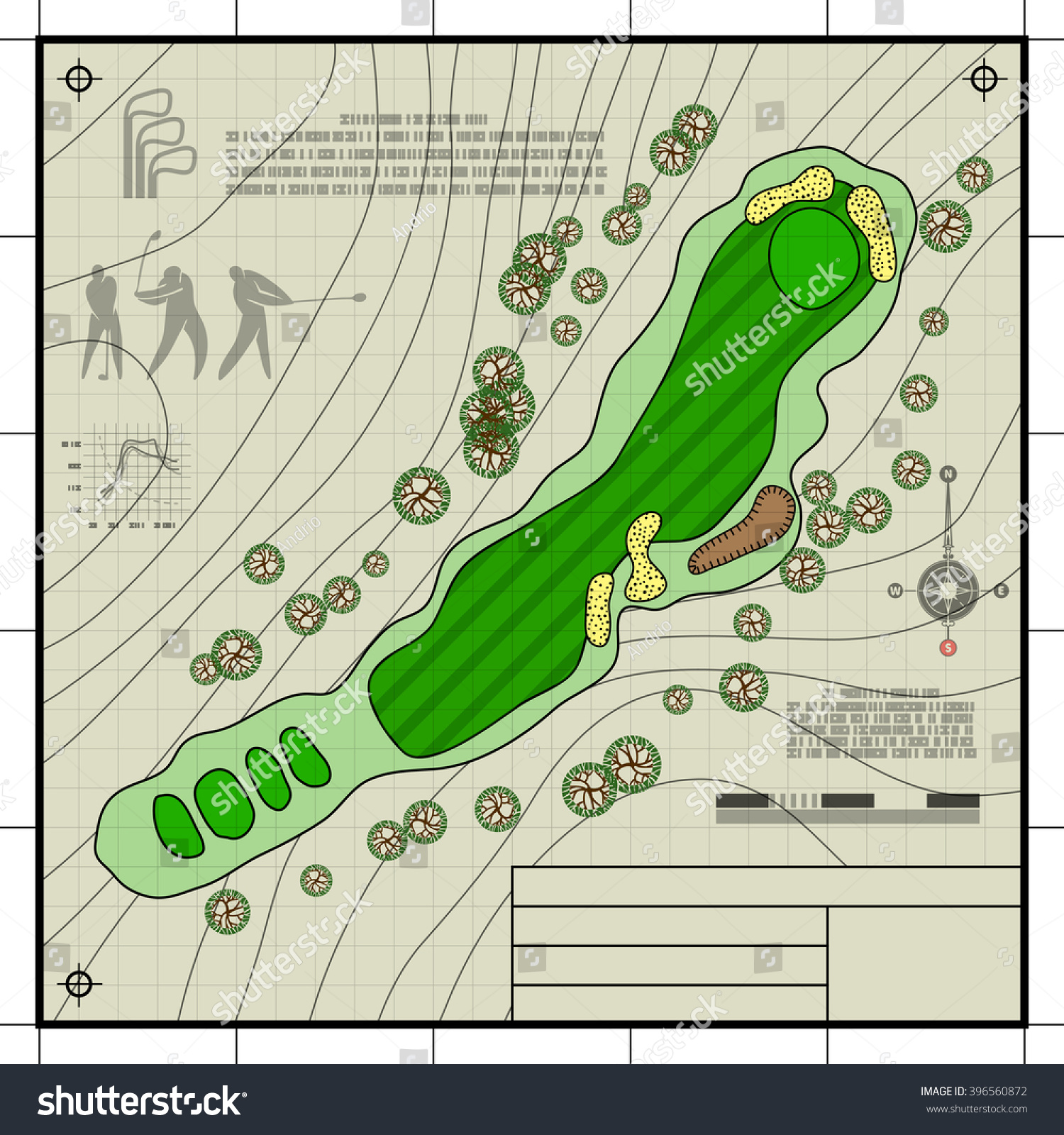 Golf Course Layout Abstract Design Stylized: เวกเตอร์สต็อก (ปลอดค่า ...