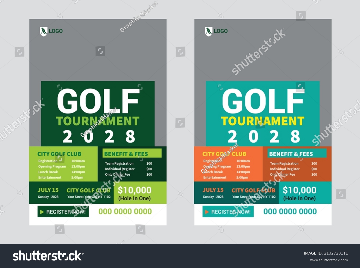 Golf Flyer Design Template Fully Editable Stock Vector (Royalty Free ...