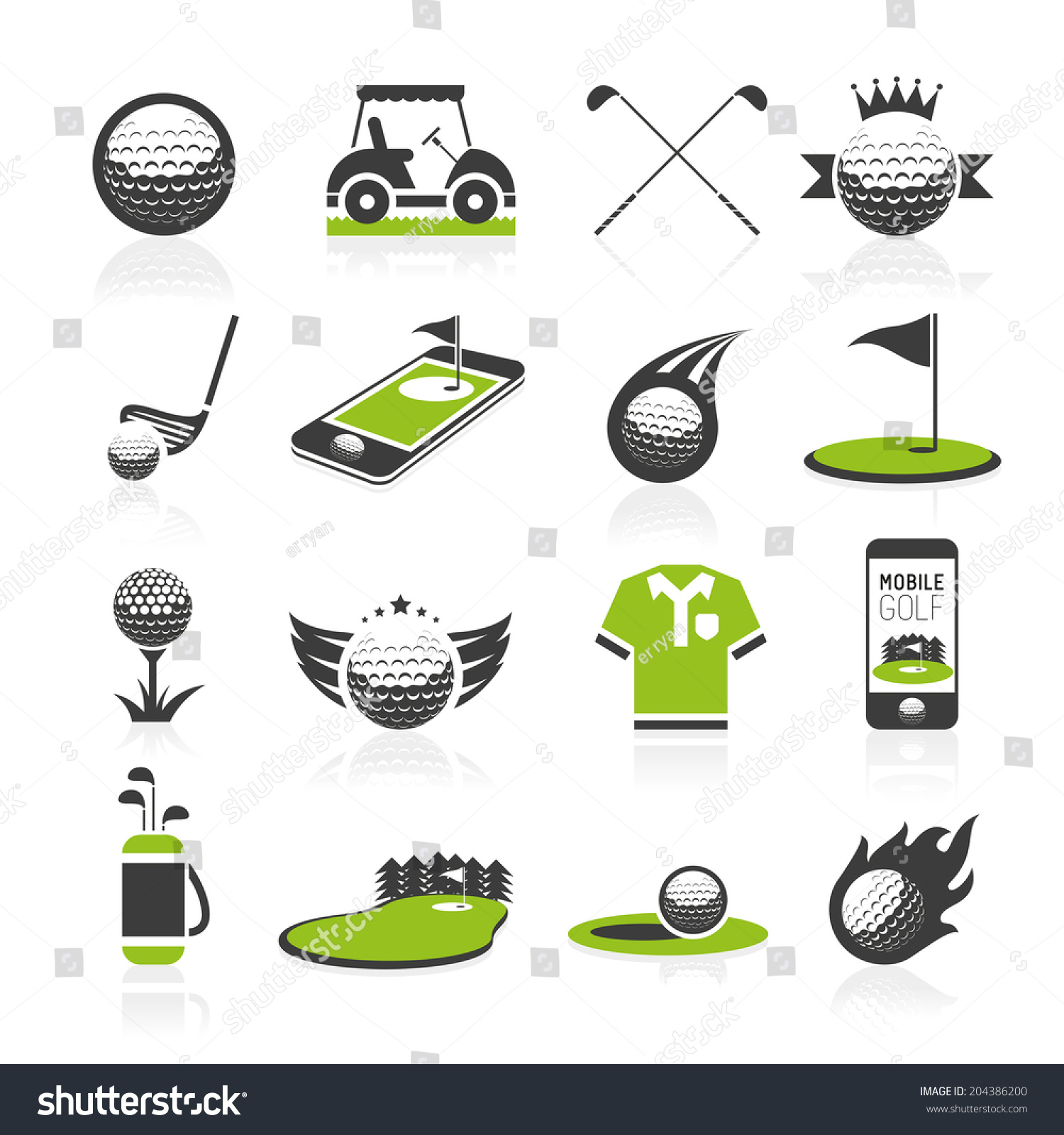 Golf Icon Set Stock Vector (Royalty Free) 204386200 | Shutterstock