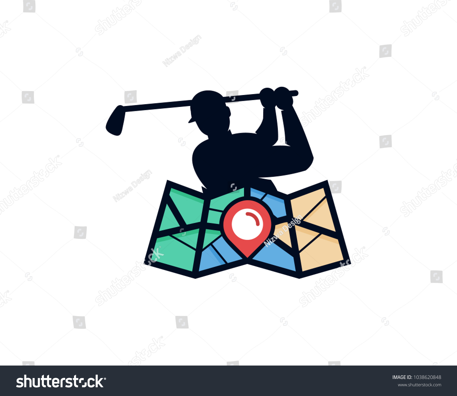 Golf Map Icon Logo Design Element Stock Vector (Royalty Free) 1038620848