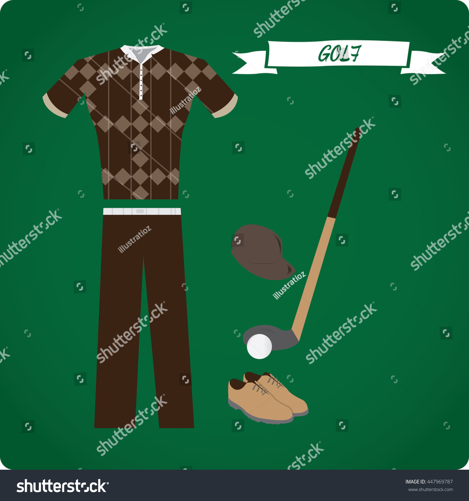 Golf Objects Sport Uniform Vector Illustration Stock Vector (Royalty ...