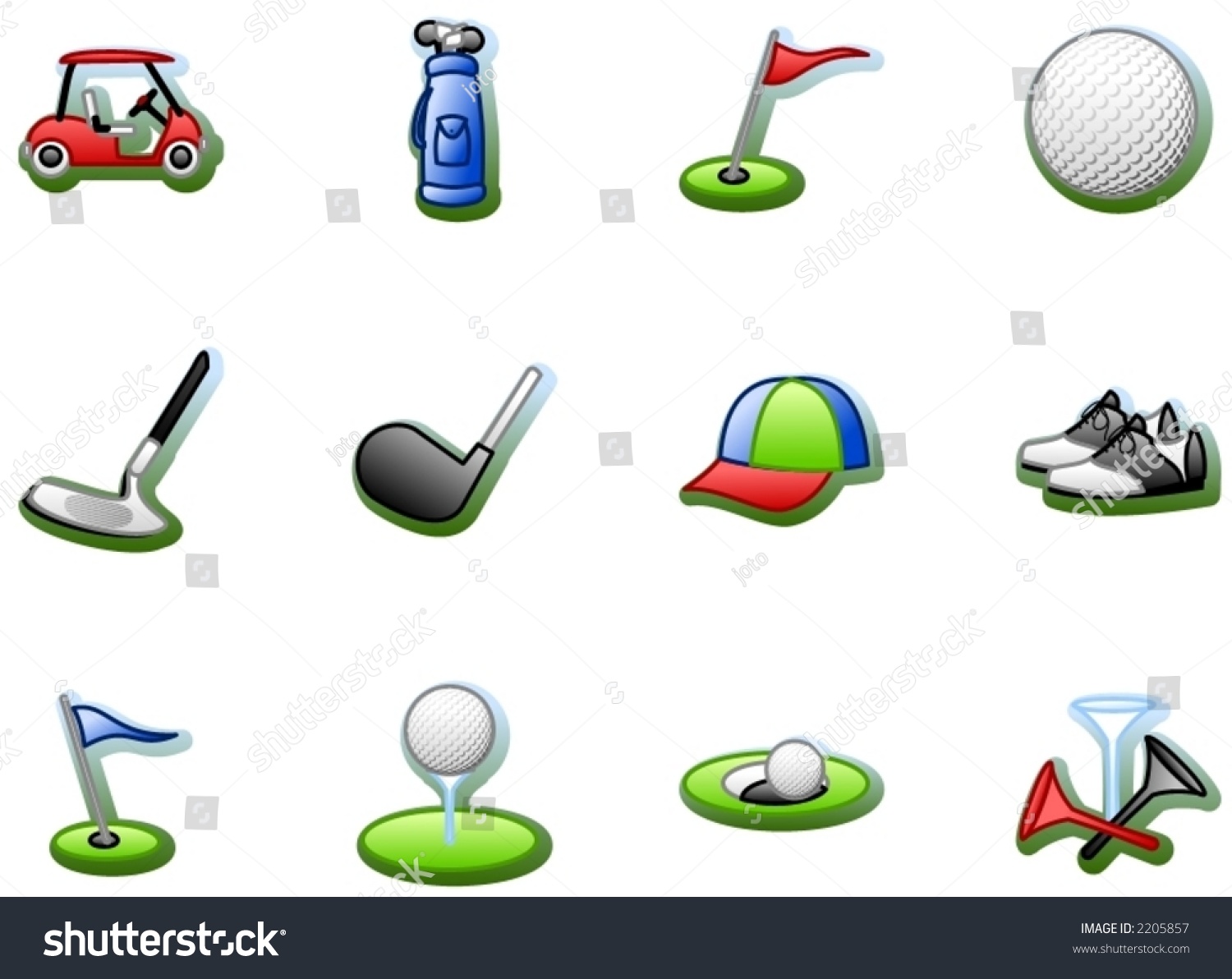 Golf Pictograms: vector de stock (libre de regalías) 2205857 | Shutterstock