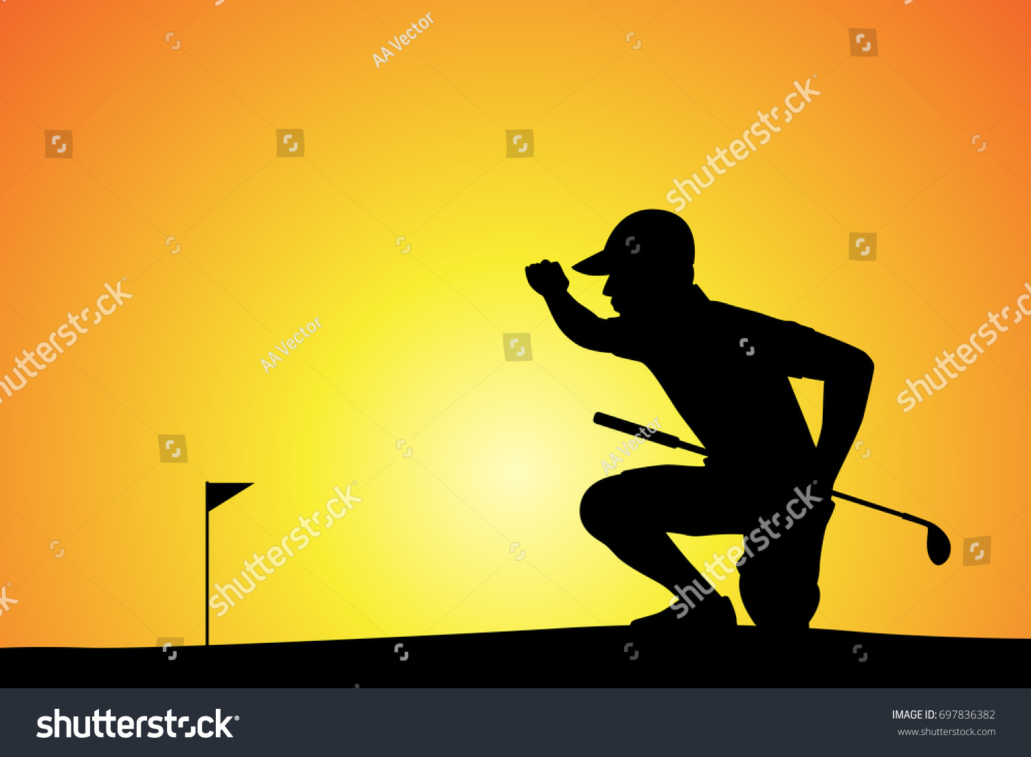 Golf Player Sunset Isolated Vector Stock Vector (Royalty Free ...