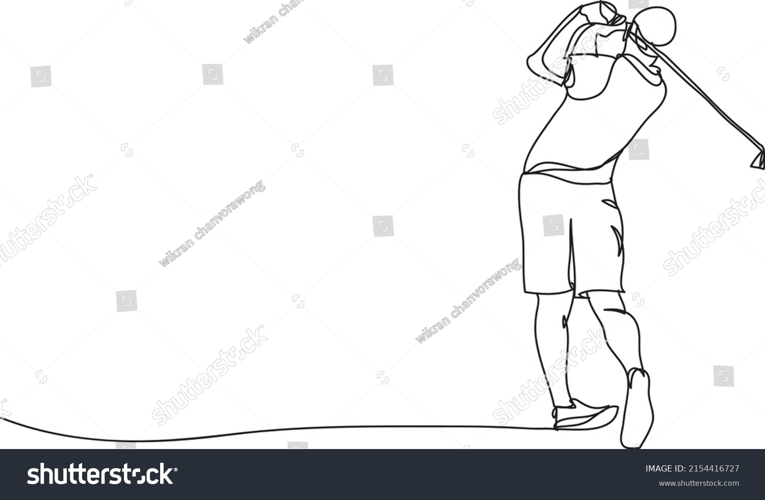 Golf Player Line Drawing Vector Illustration Stock Vector (Royalty Free ...