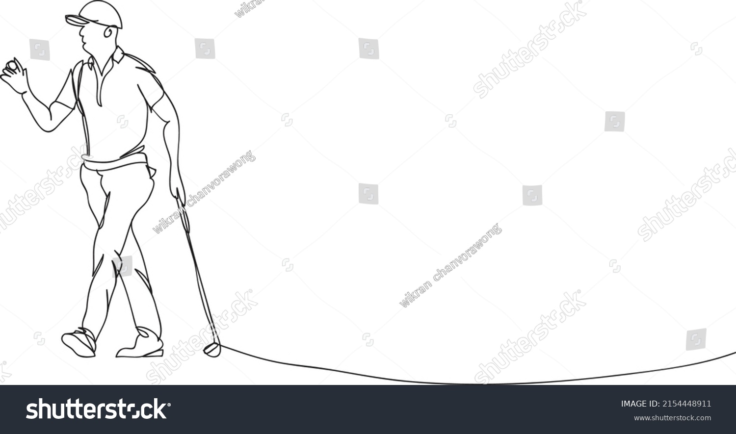 Golf Player Line Drawing Vector Illustration Stock Vector (Royalty Free ...