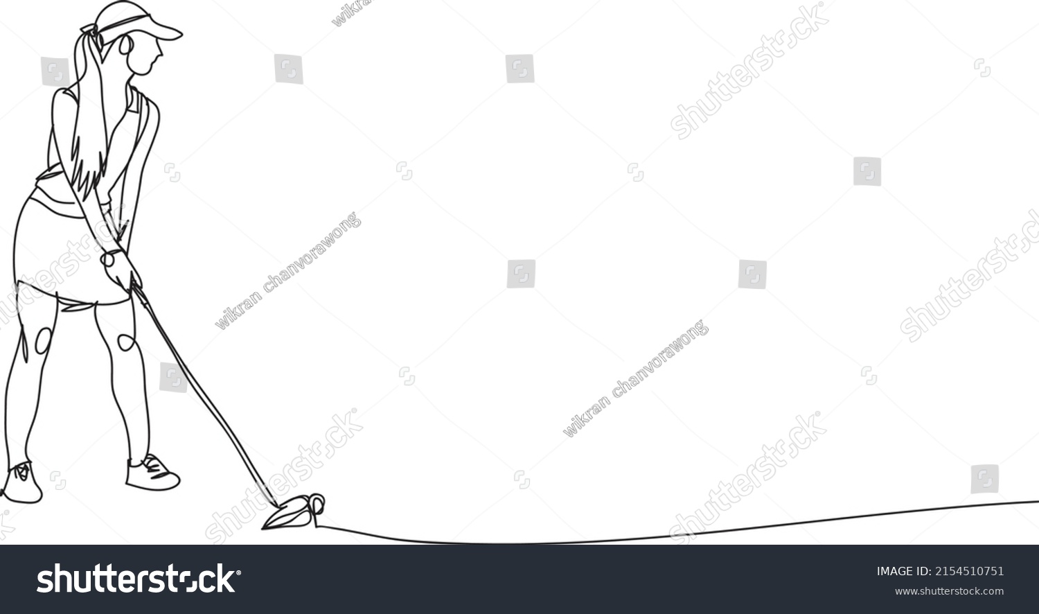 Golf Player Line Drawing Vector Illustration Stock Vector (Royalty Free ...
