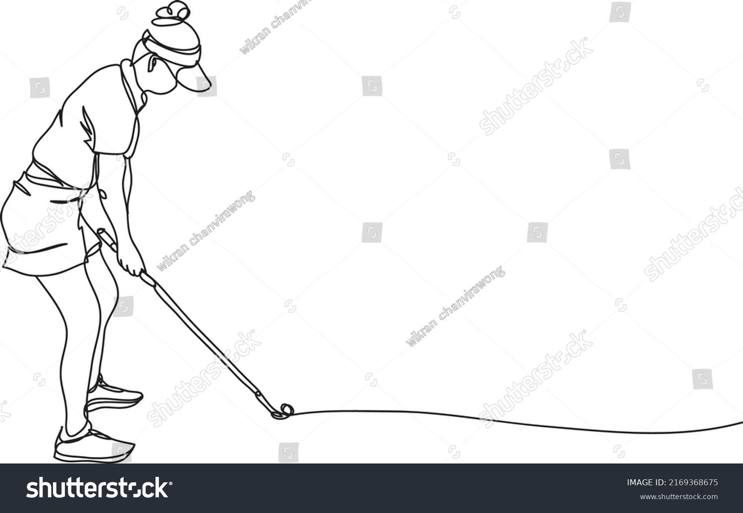 Golf Player Line Drawing Vector Illustration Stock Vector (Royalty Free ...