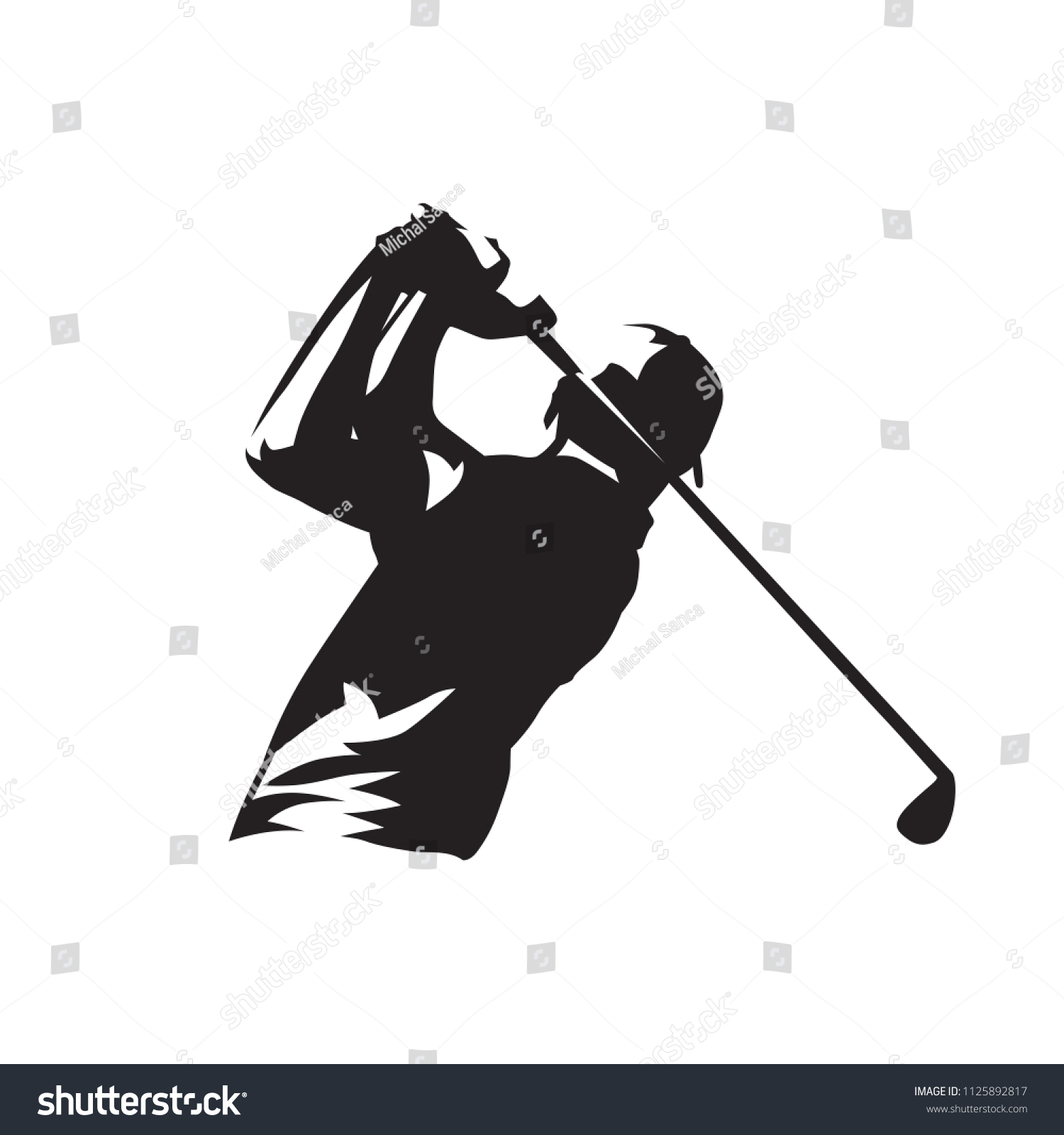 Golf Player Logo Isolated Vector Silhouette: เวกเตอร์สต็อก (ปลอดค่า ...