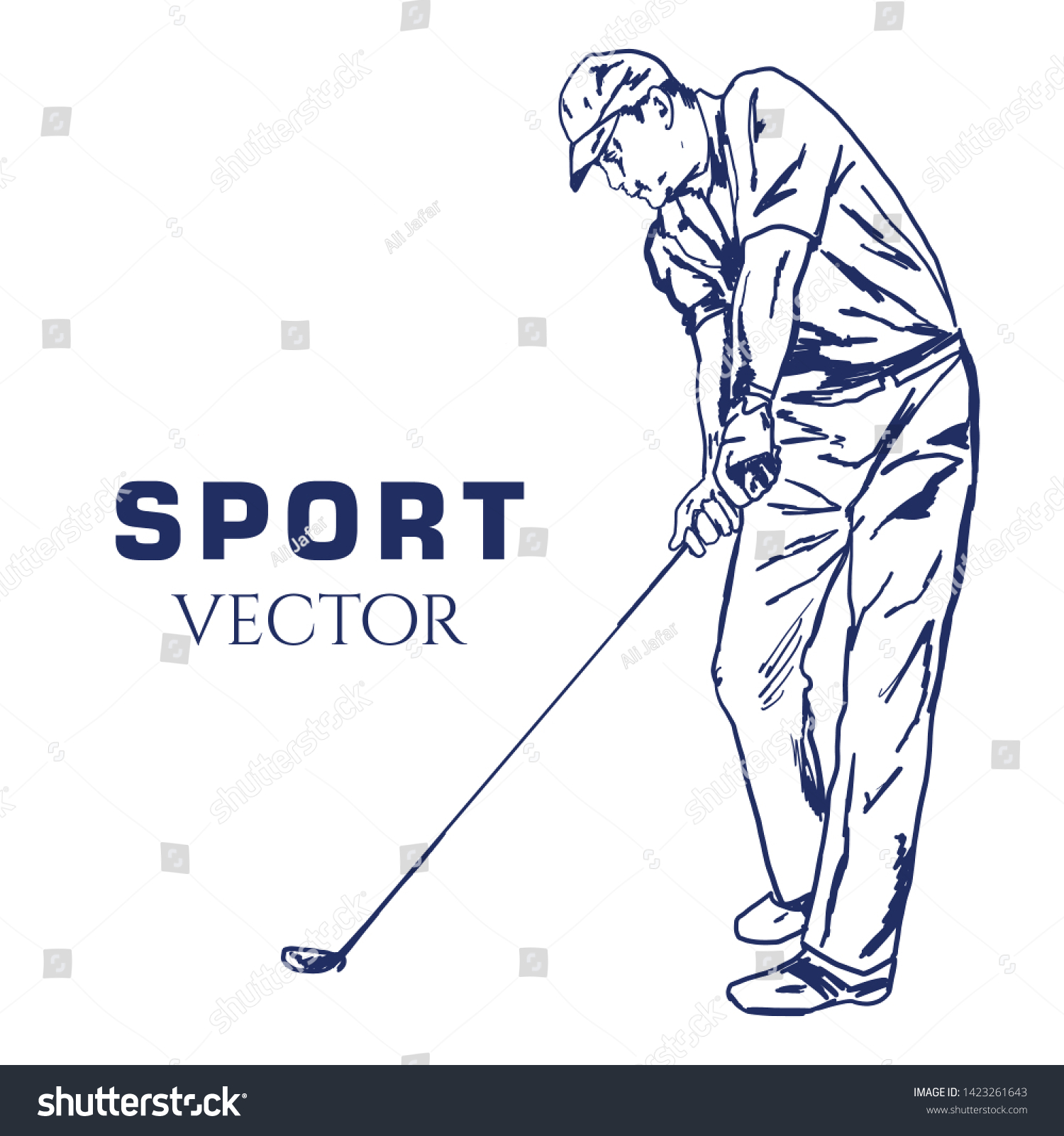 Golf Player Sketch Vector Man Playing Stock Vector (Royalty Free ...