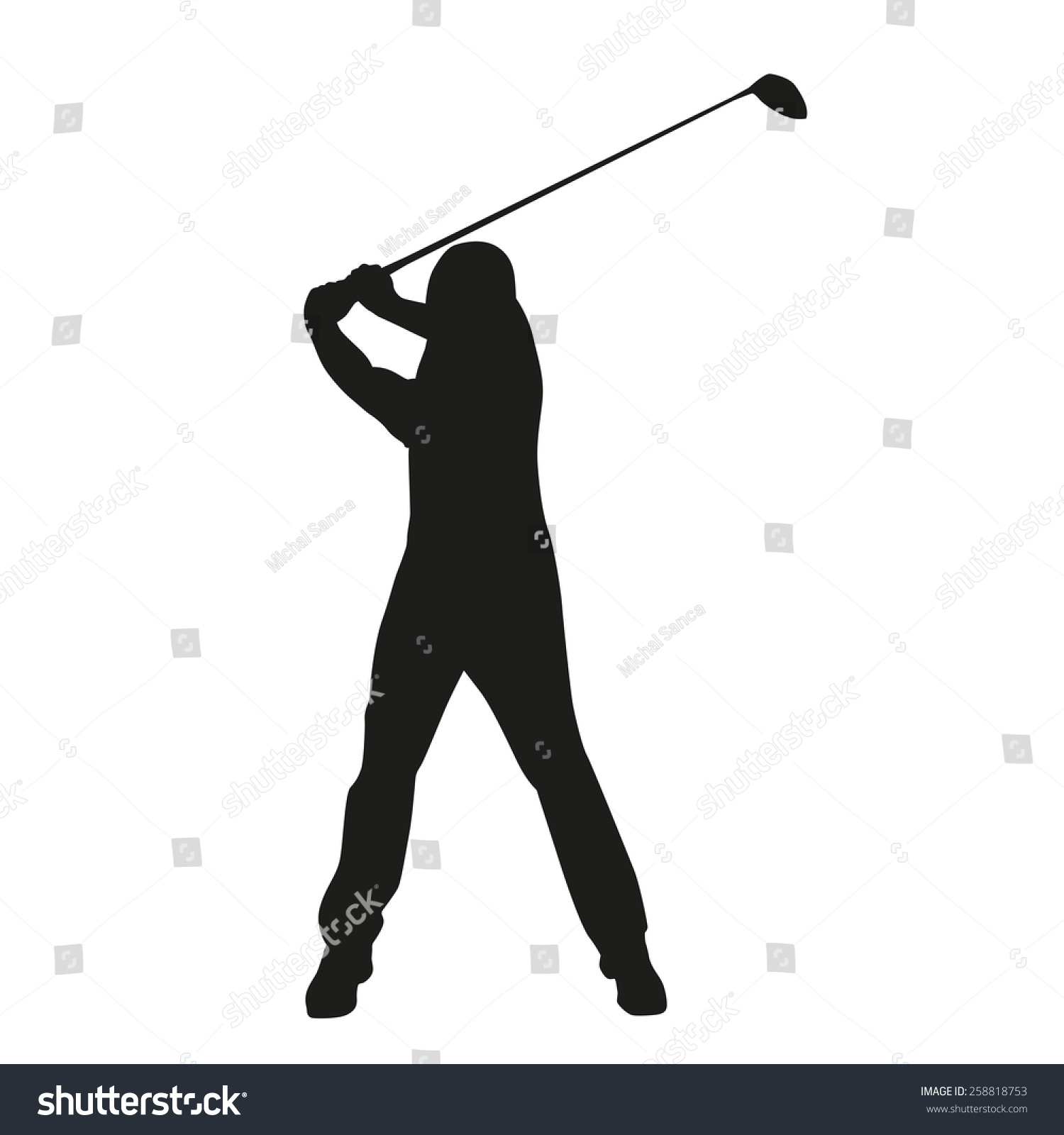 Golf Swing Vector Golfer Silhouette: vector de stock (libre de regalías ...