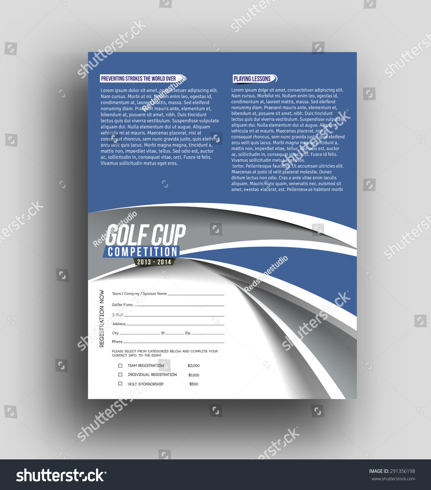 Golf Tournament Back Flyer Poster Template 스톡 벡터(로열티 프리) 291356198 ...