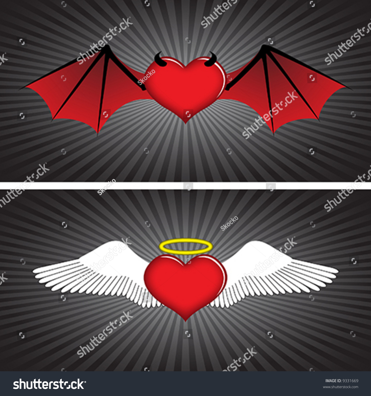 Good Evil Hearts Stock Vector 9331669 - Shutterstock