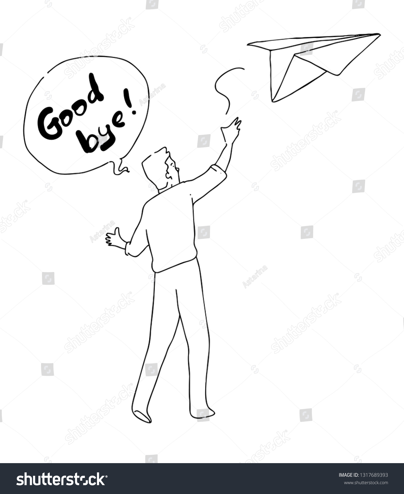 Good Bye Hand Drawn Stock Vector (Royalty Free) 1317689393