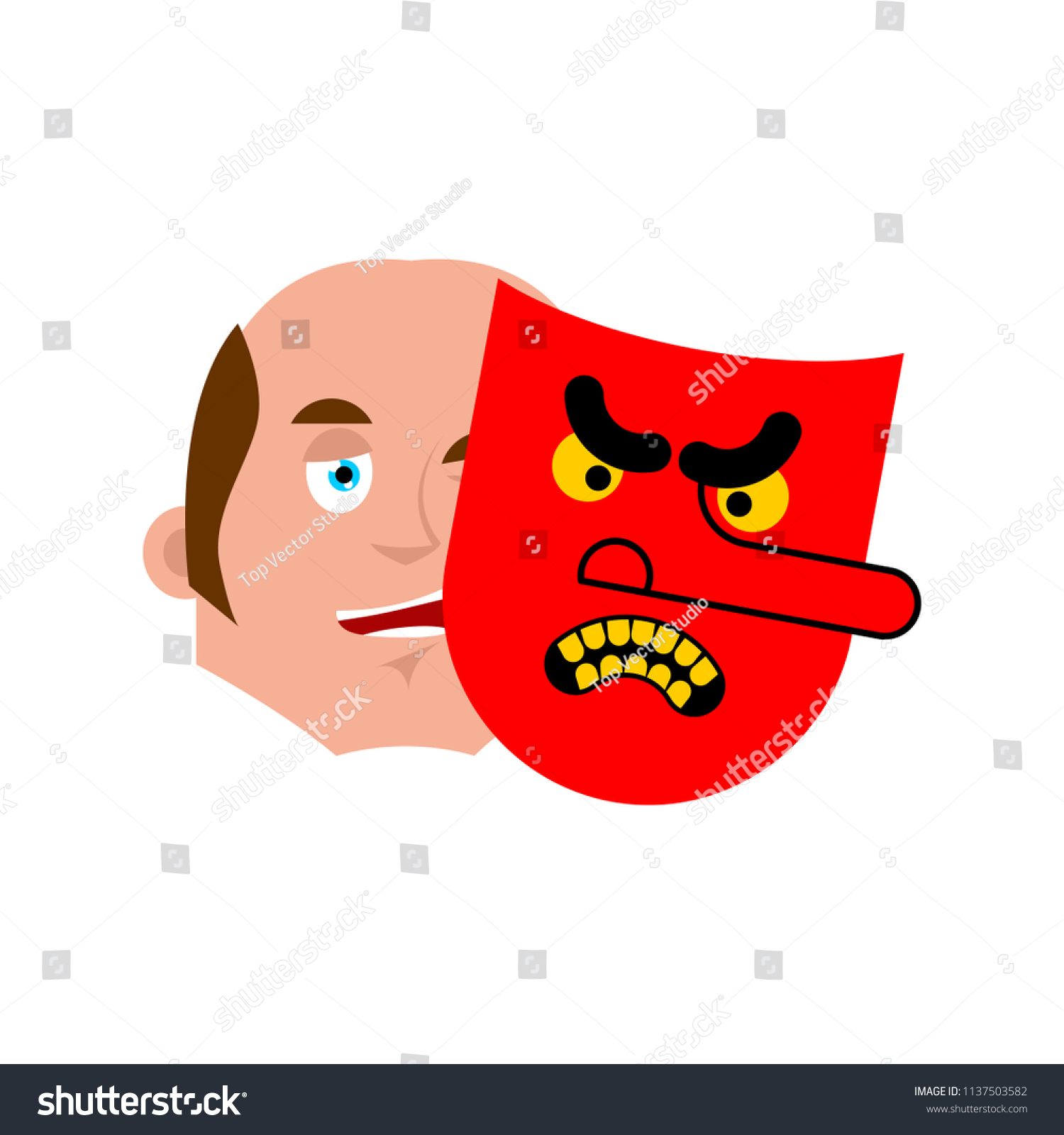 Good Face Evil Mask Vector Illustration Stock Vector (Royalty Free ...