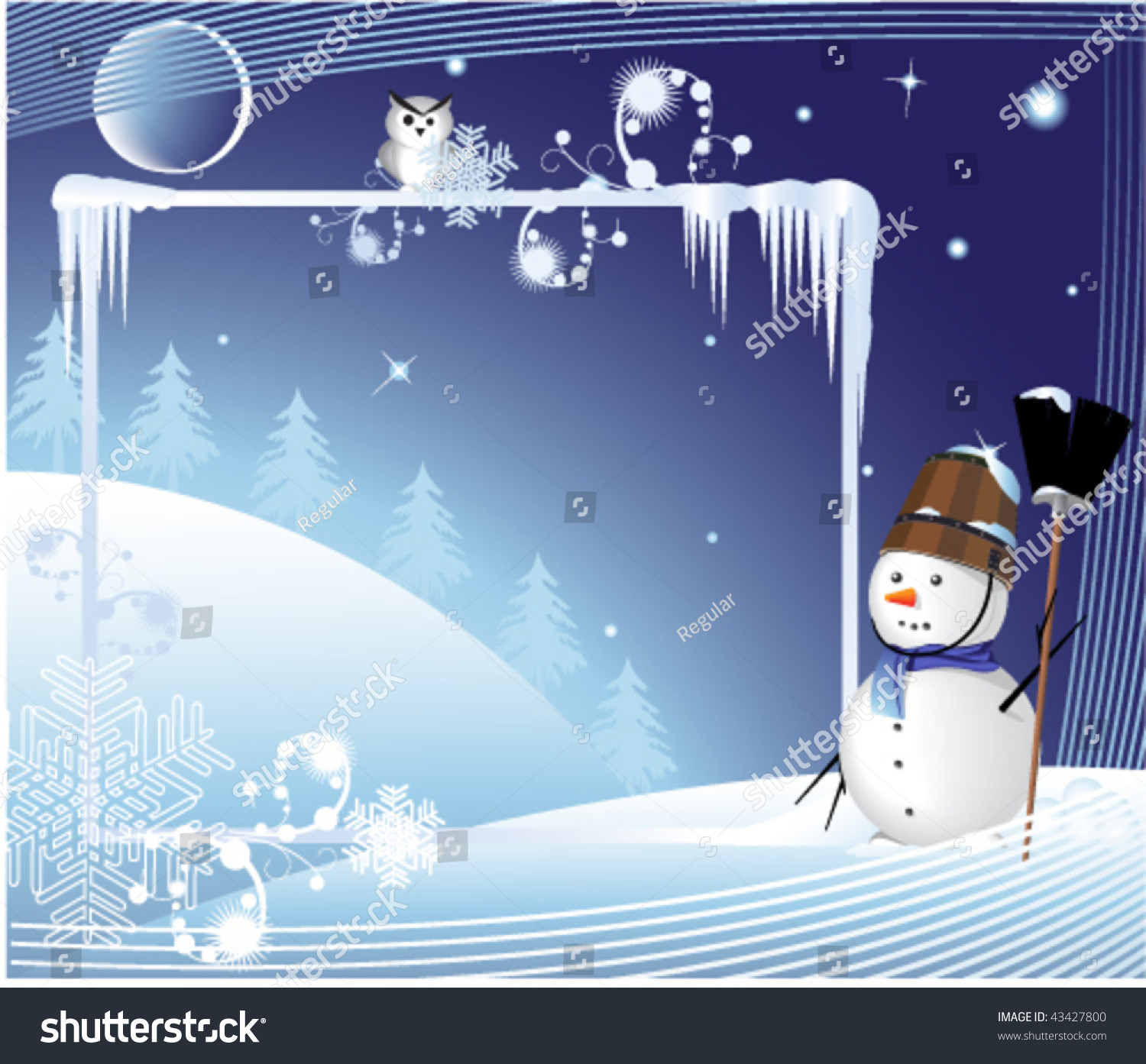 Goodnatured Snow Man Winter Vector Frame Stock Vector (Royalty Free ...