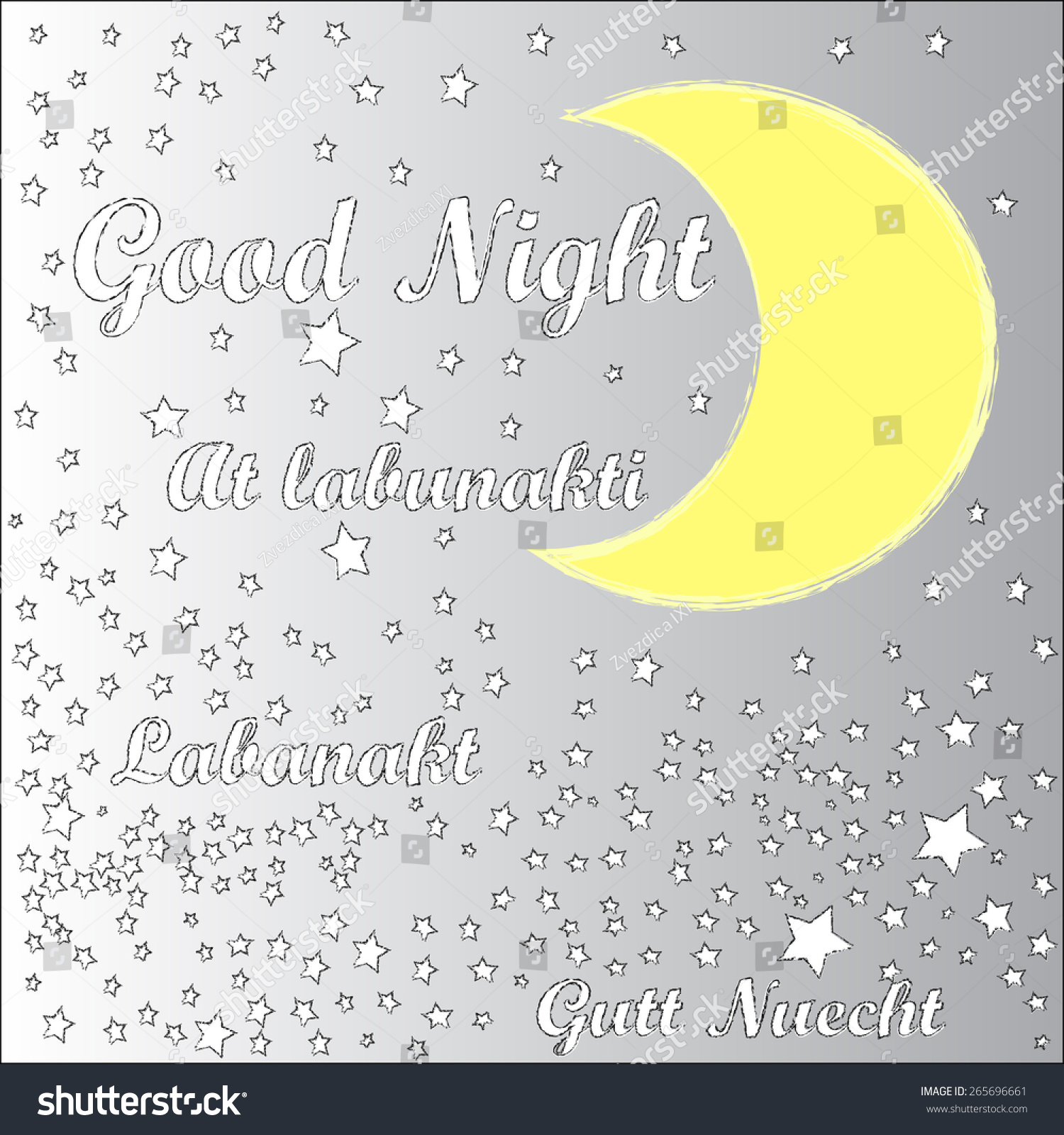 Good Night Many Languages Stock Vector (Royalty Free) 265696661