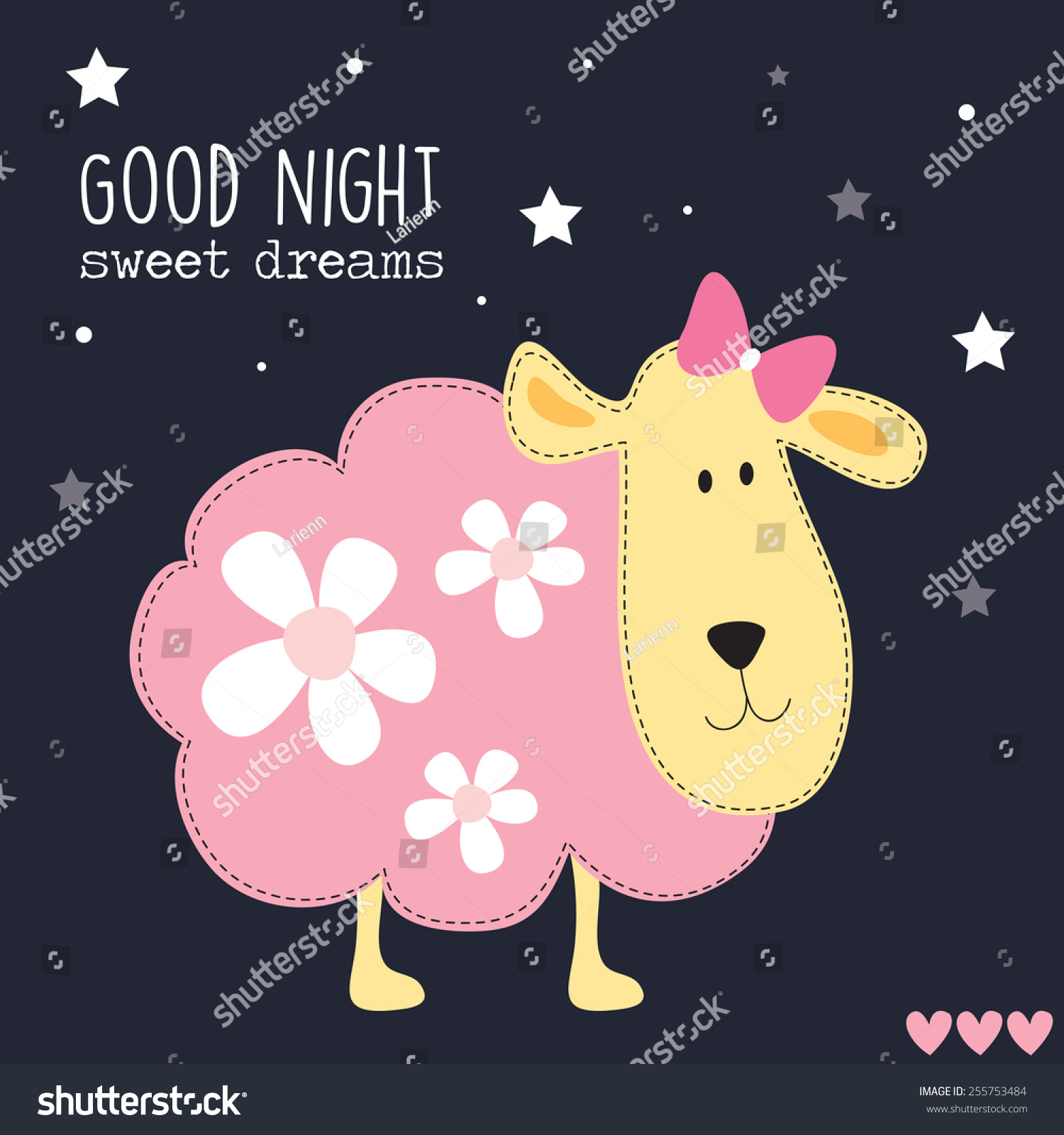 Good Night Sheep Vector Illustration - 255753484 : Shutterstock