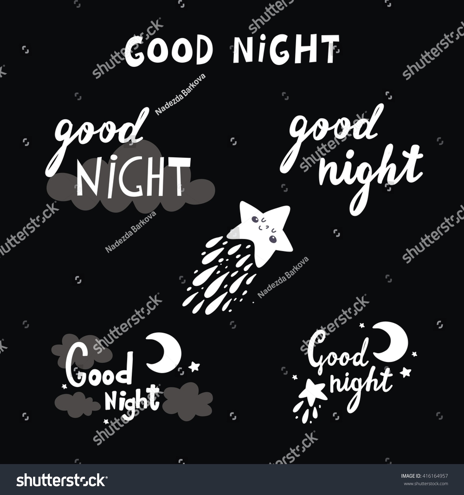 Good Night Vector Print: vector de stock (libre de regalías) 416164957 ...