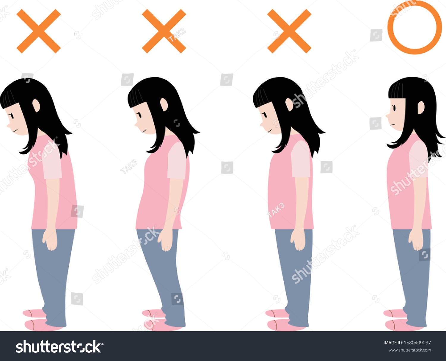 Good Posture Bad Posture: เวกเตอร์สต็อก (ปลอดค่าลิขสิทธิ์) 1580409037 ...