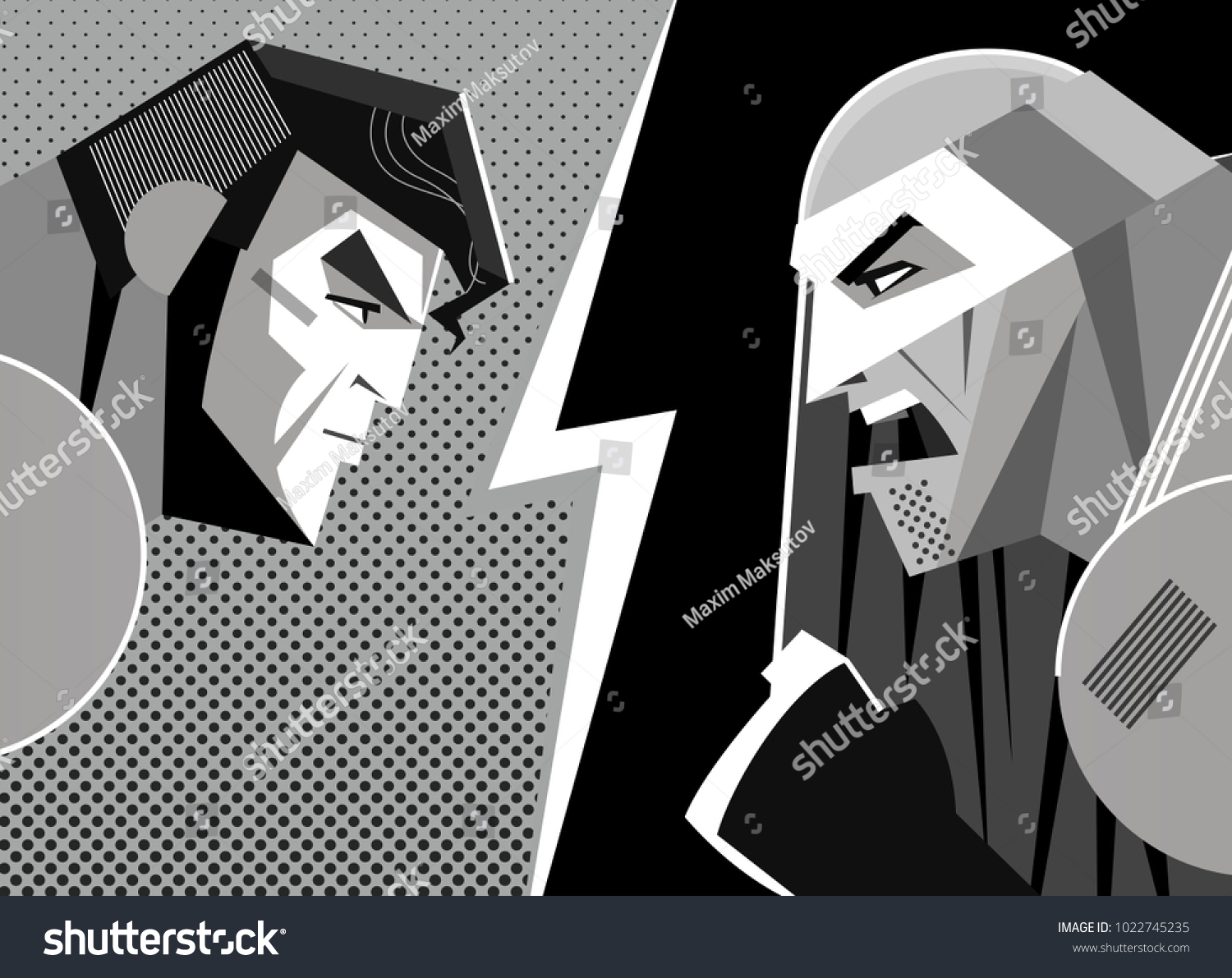Good Versus Evil Superhero Vector Illustration: vector de stock (libre ...