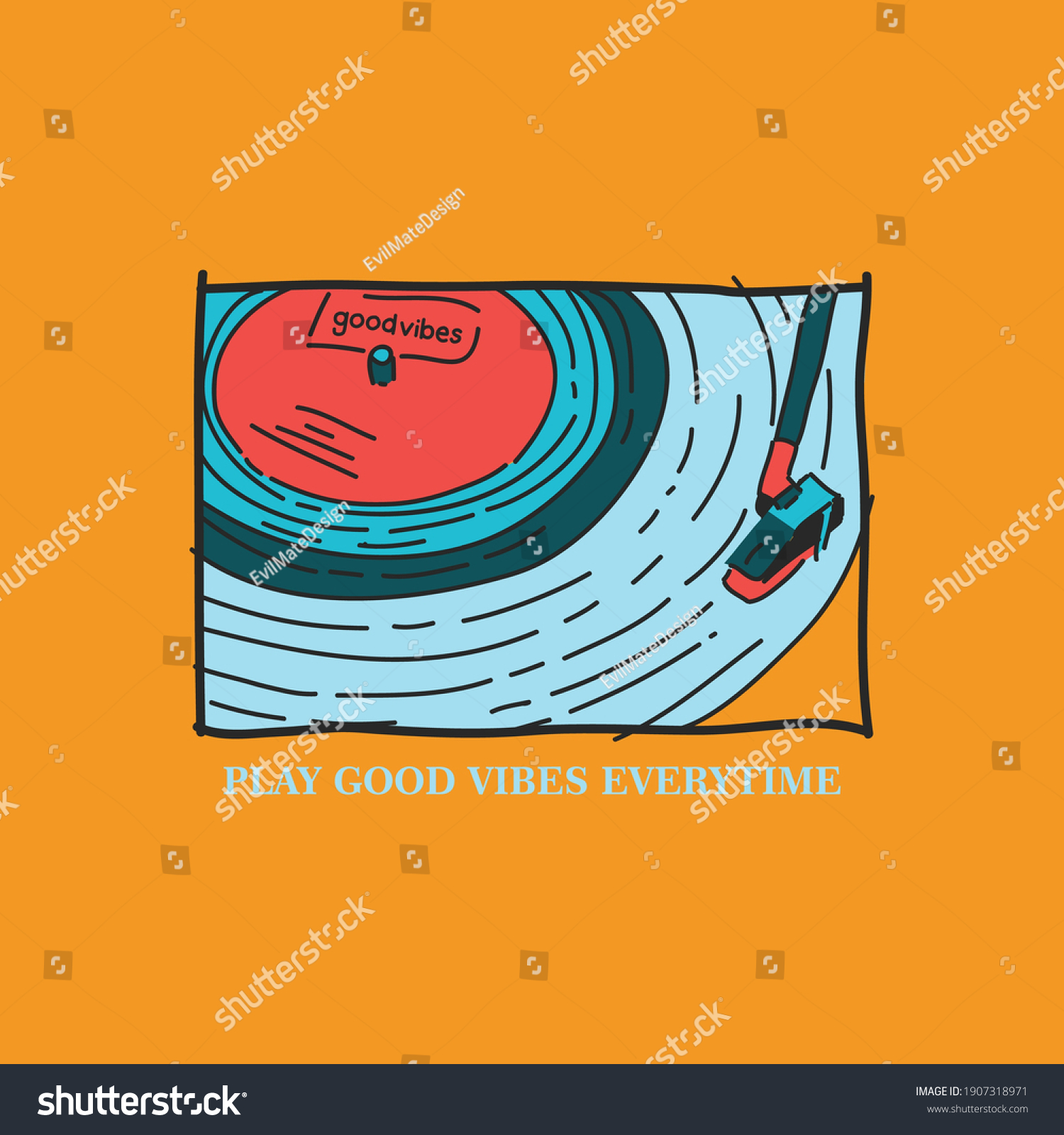 Good Vibes Vinyl Records Vector Stock Vector (Royalty Free) 1907318971 ...