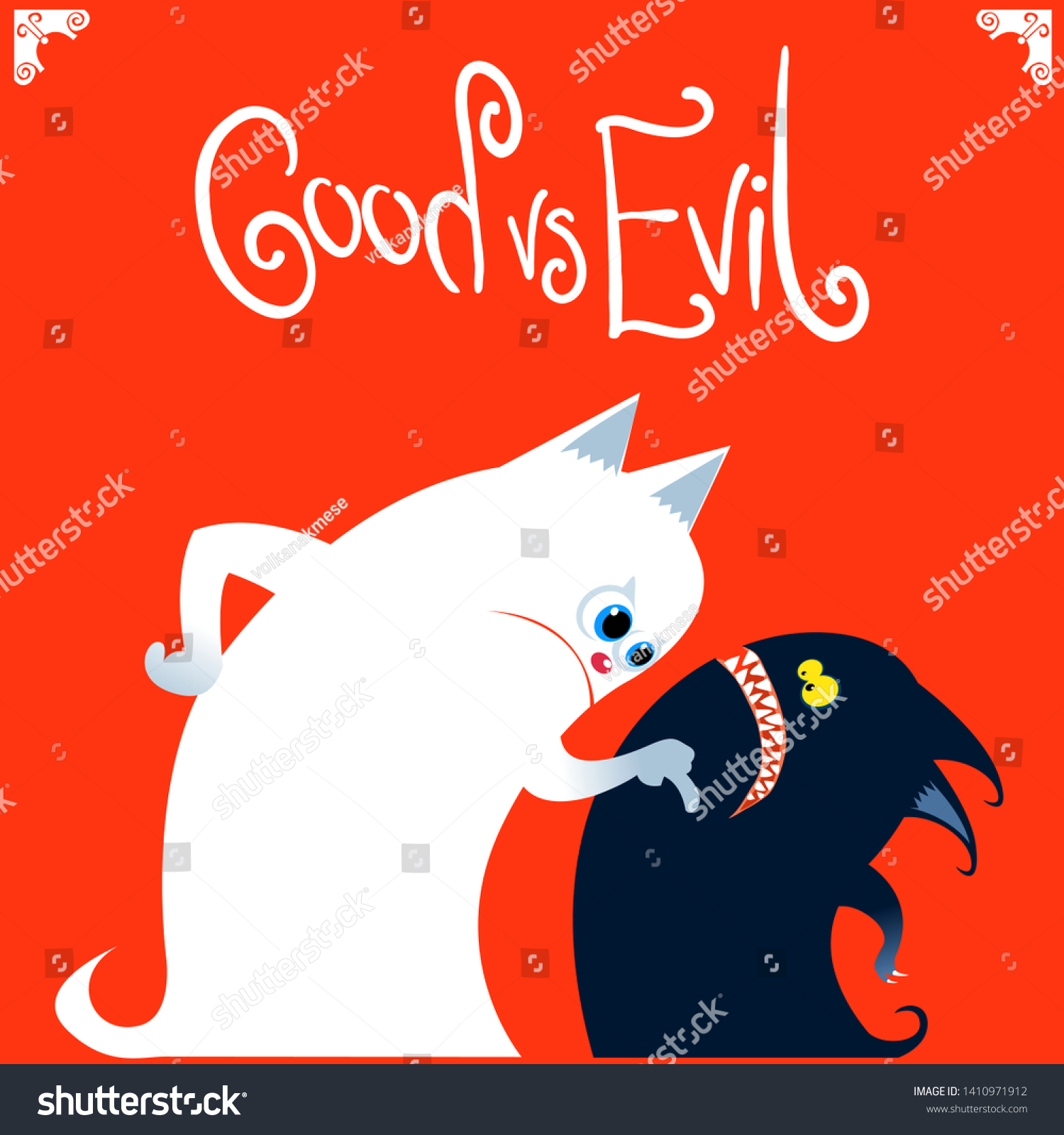 Good Vs Evil Cute Characters Vectoral Stock Vector (Royalty Free ...