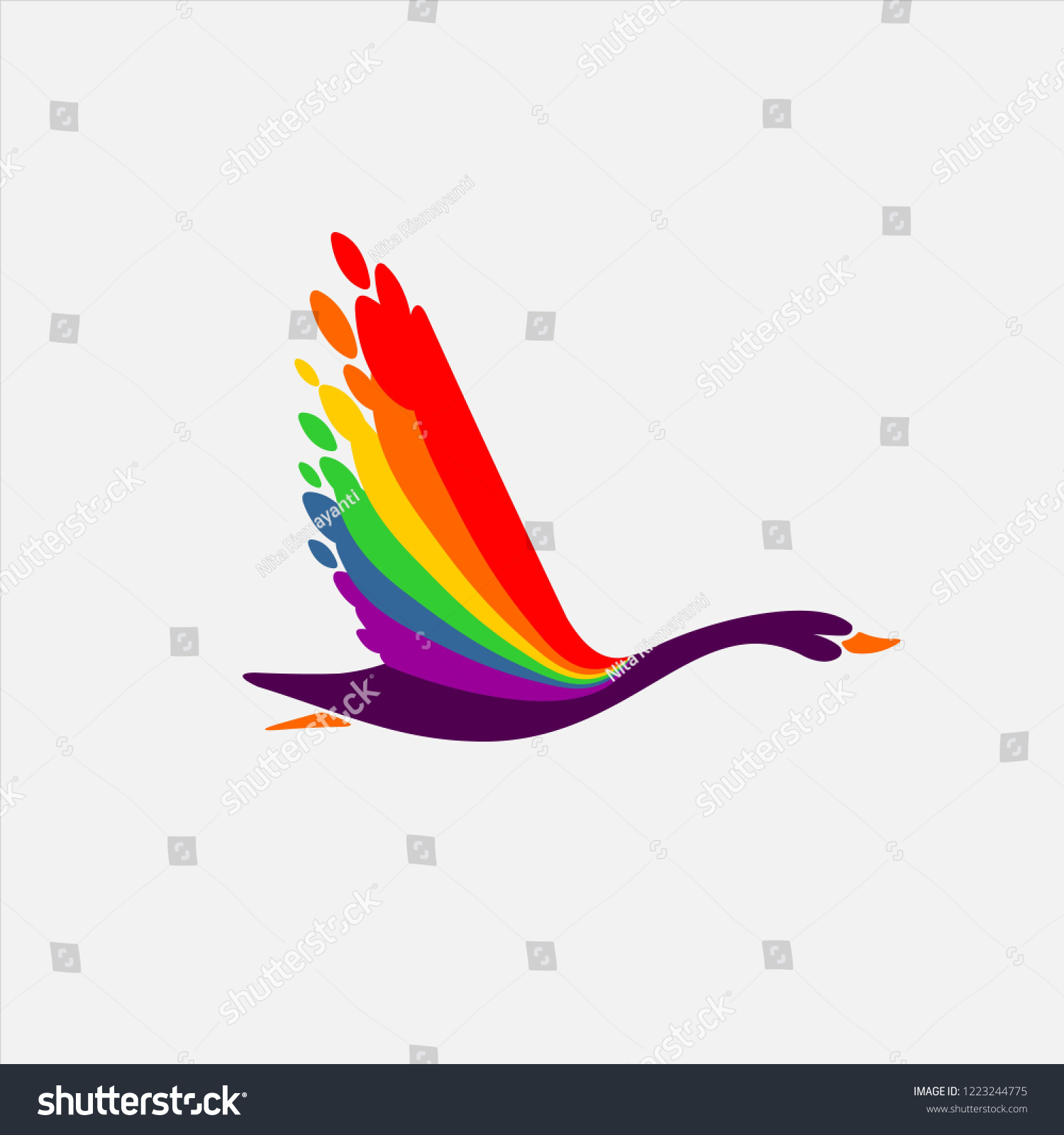 Goose Rainbow Logo: vector de stock (libre de regalías) 1223244775 ...