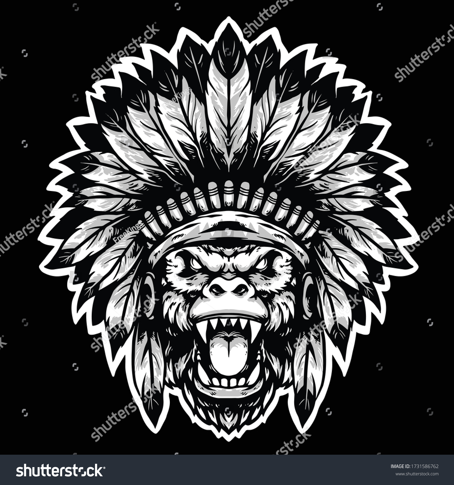 Gorilla Head Apache Traditional Apache Hat Stock Vector (Royalty Free) 1731586762