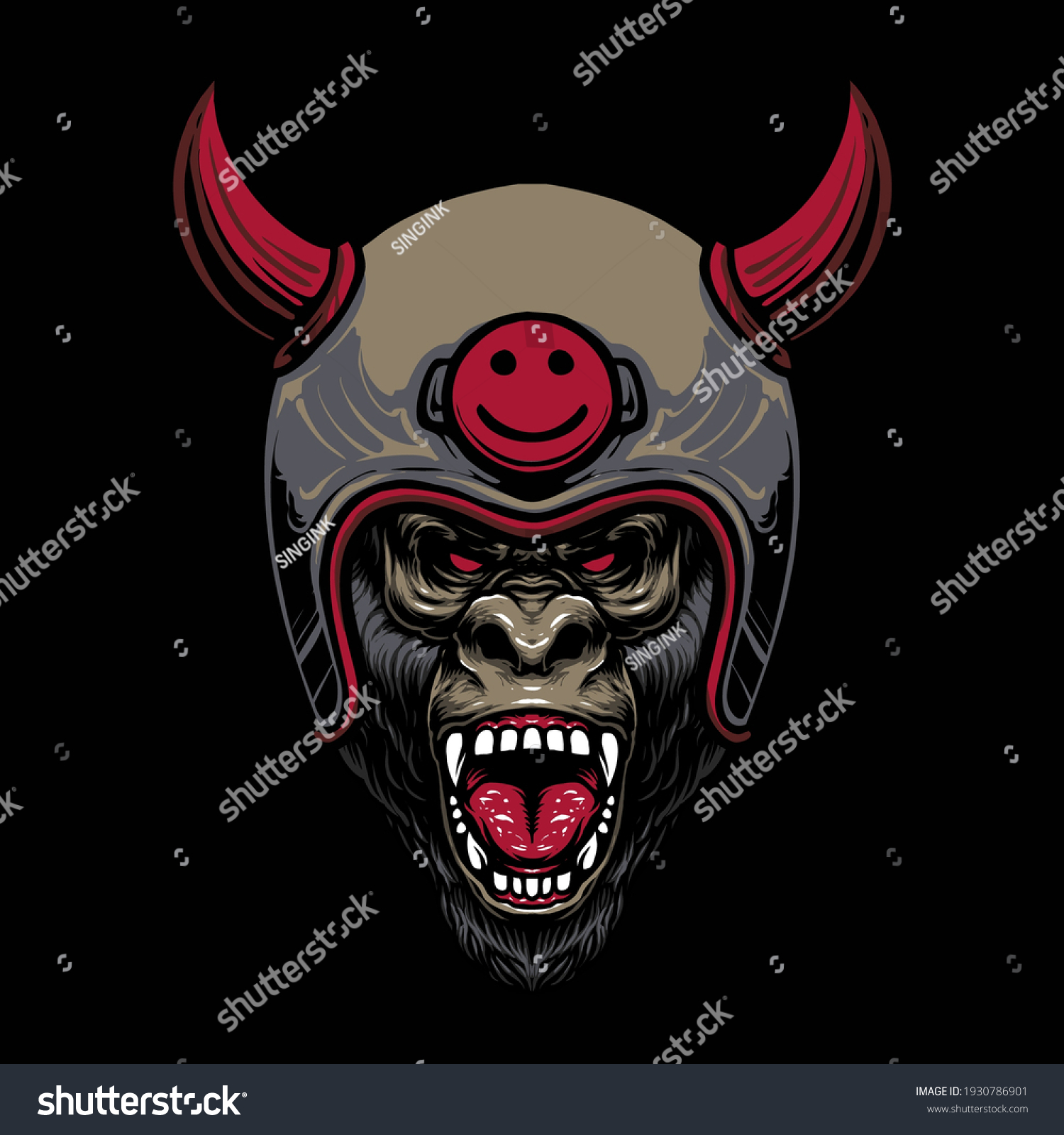 Vektor Stok Gorilla Head Motorcycle Vector Illustration (Tanpa Royalti ...
