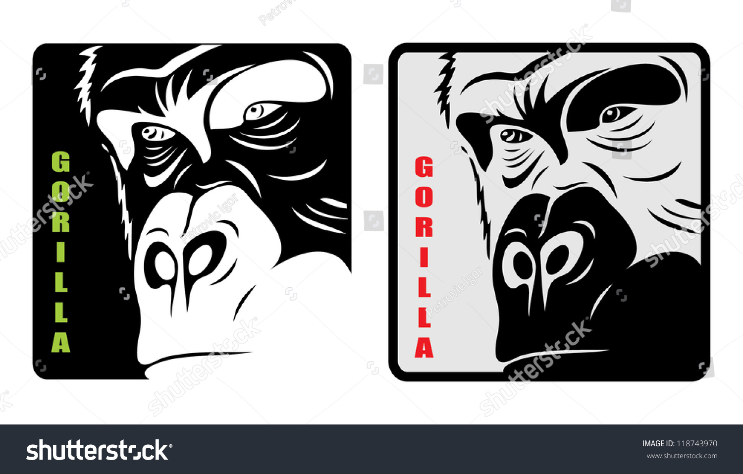 Gorilla Label Vector Illustration: vetor stock (livre de direitos ...