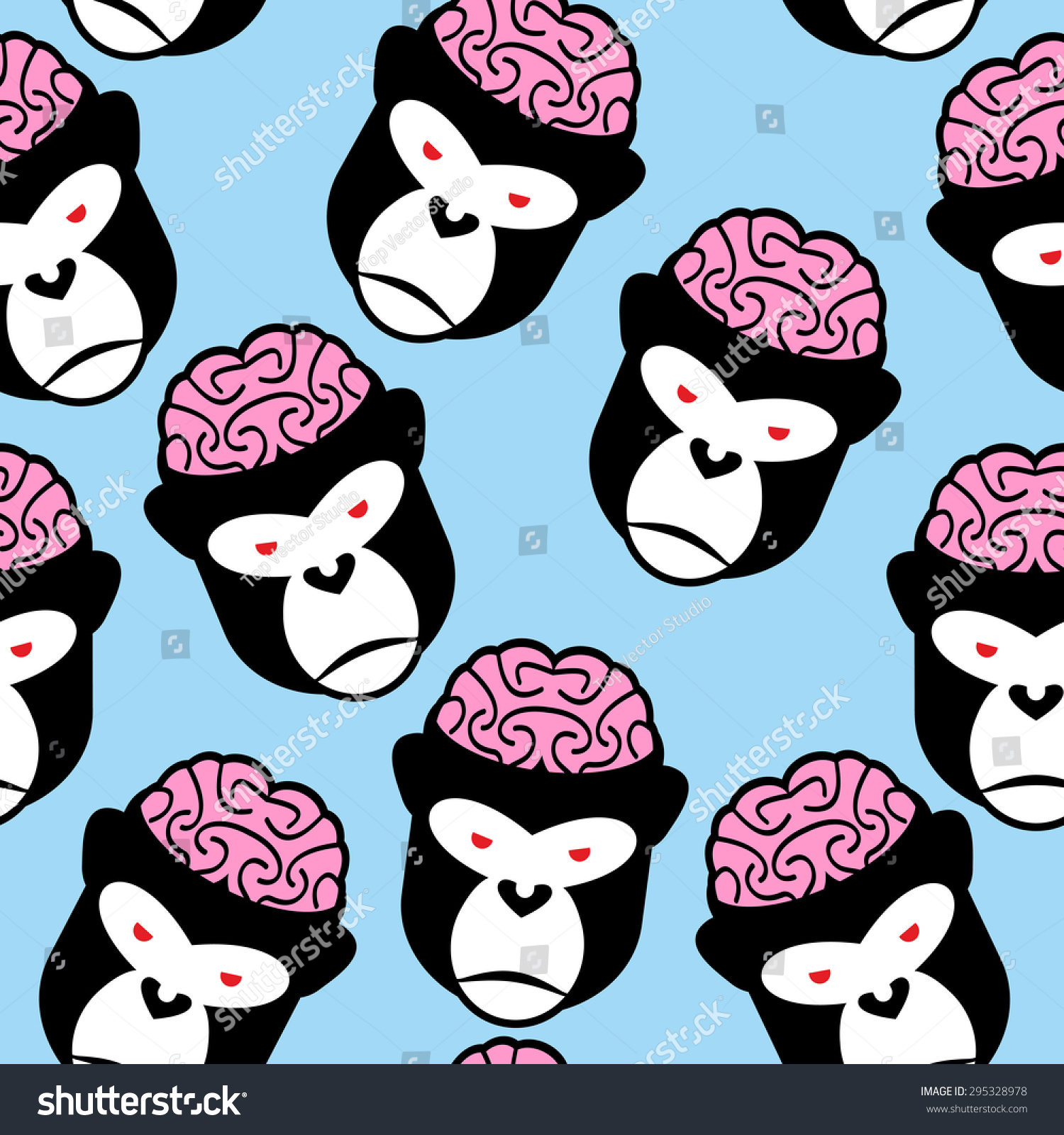 Gorilla Seamless Pattern Monkey Brains Vector: เวกเตอร์สต็อก (ปลอดค่า ...