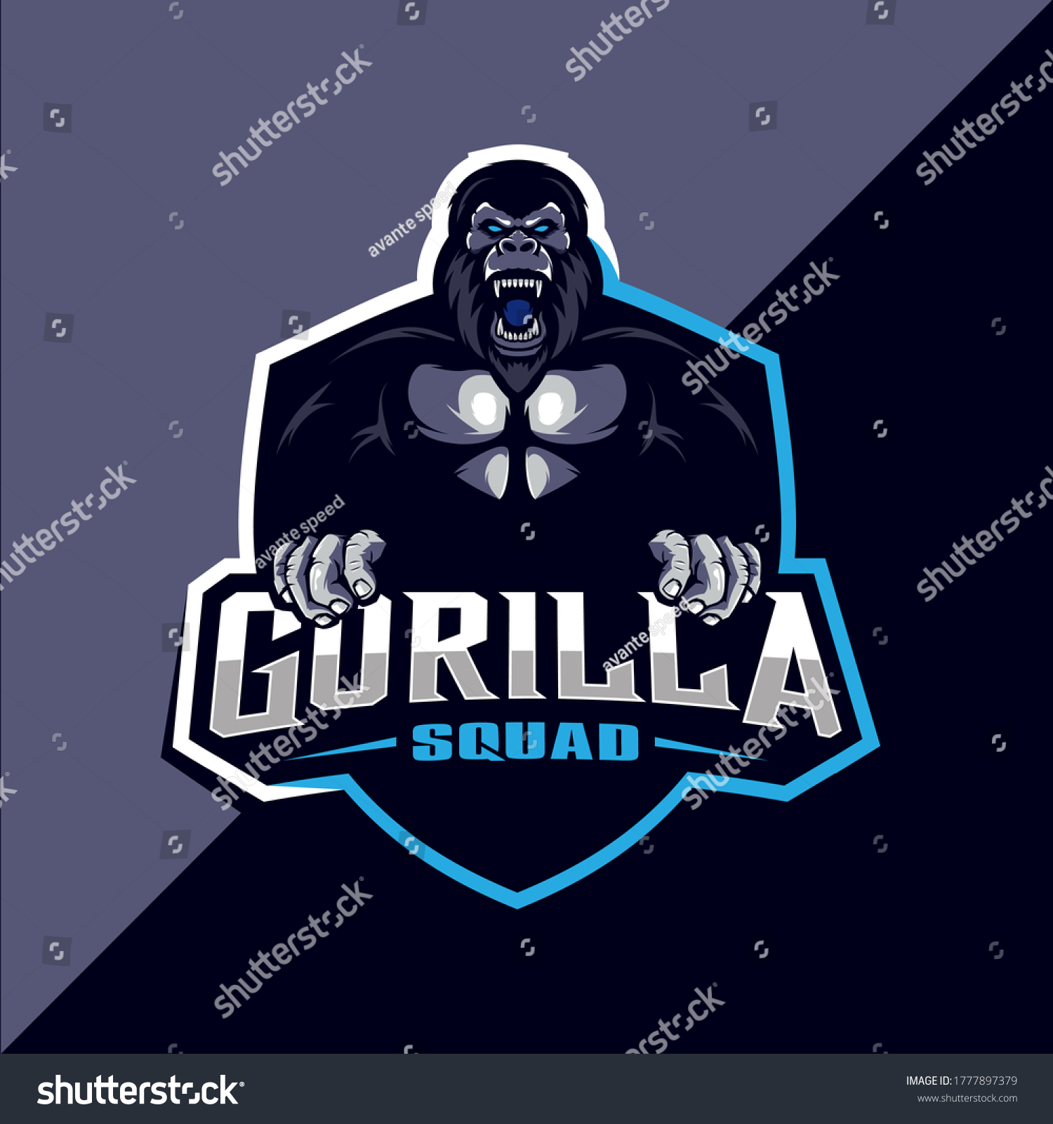 Gorilla Squad Esport Logo Design Vector: เวกเตอร์สต็อก (ปลอดค่าลิขสิทธิ์) 1777897379