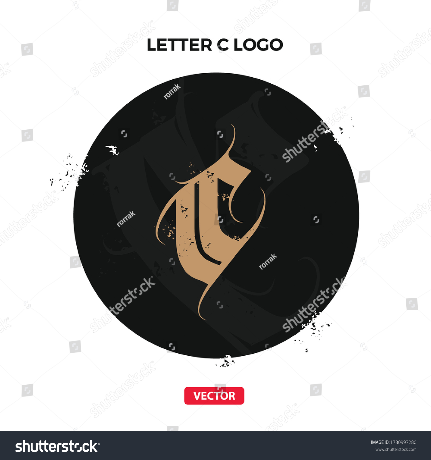 Gothic Calligraphy Letter C Medieval Vector Stock Vector (Royalty Free ...