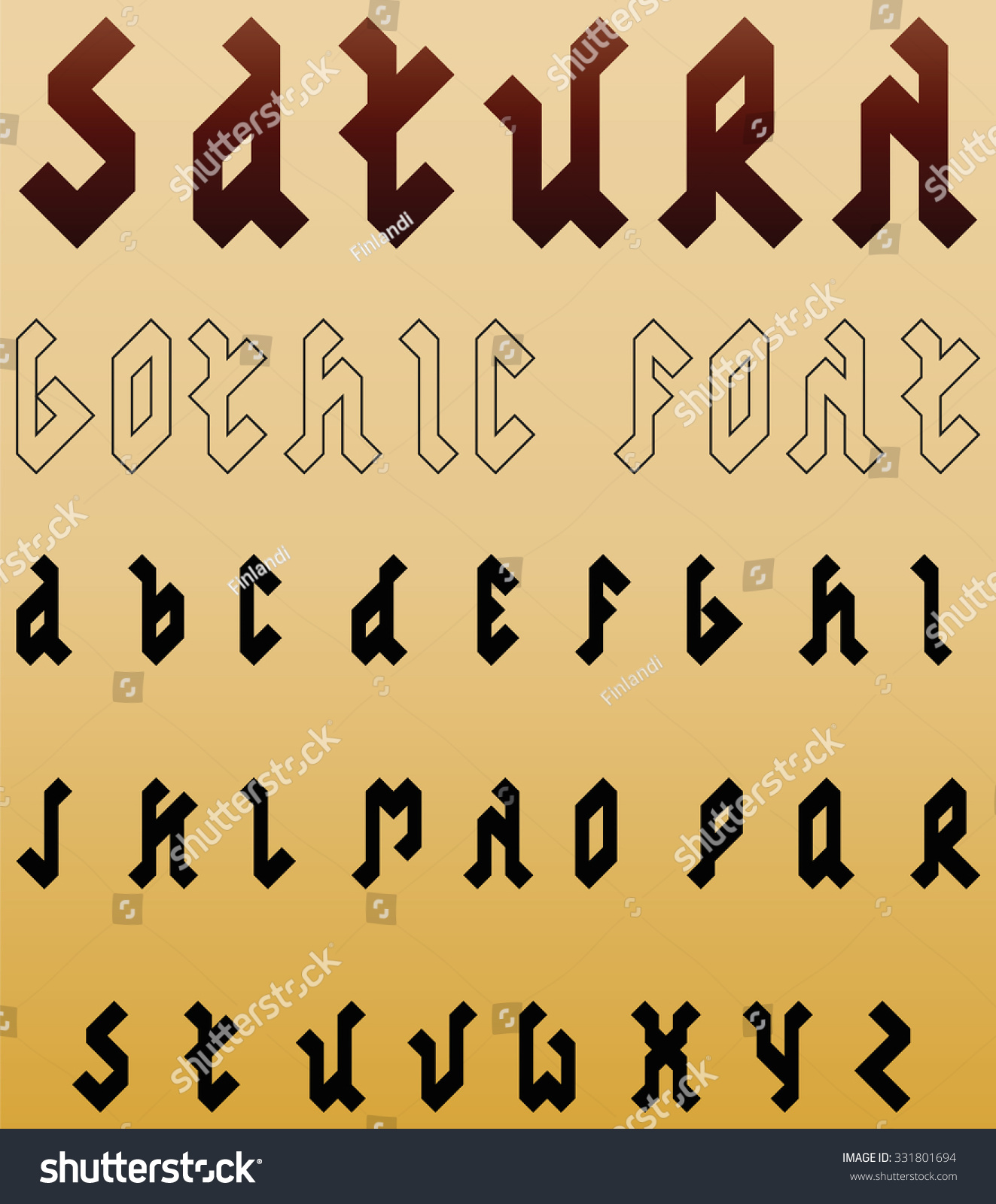 Gothic Font Alphabet Set Stock Vector (Royalty Free) 331801694 ...
