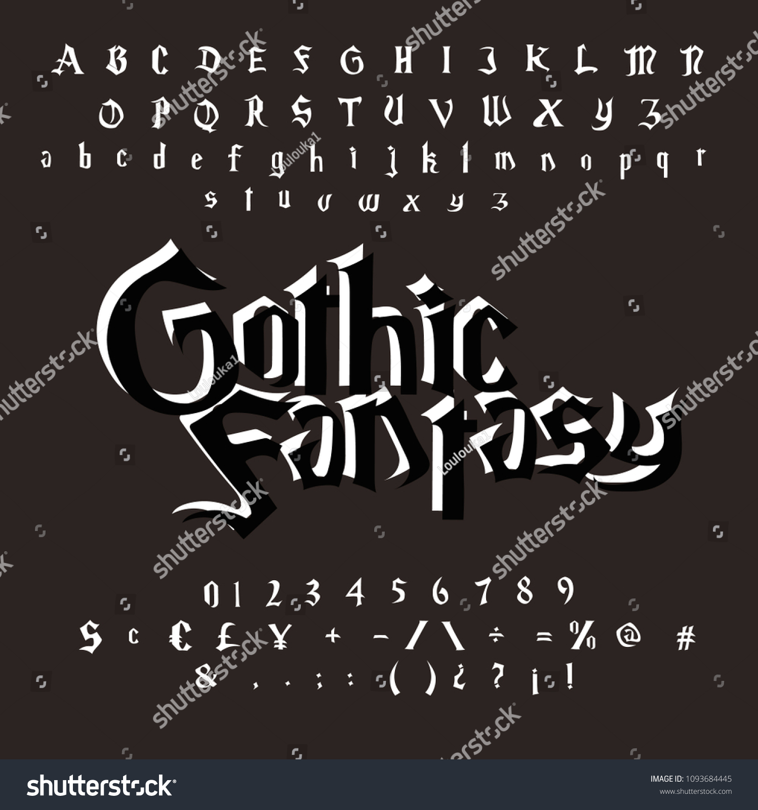 Gothic Font Vector Art: vector de stock (libre de regalías) 1093684445 ...