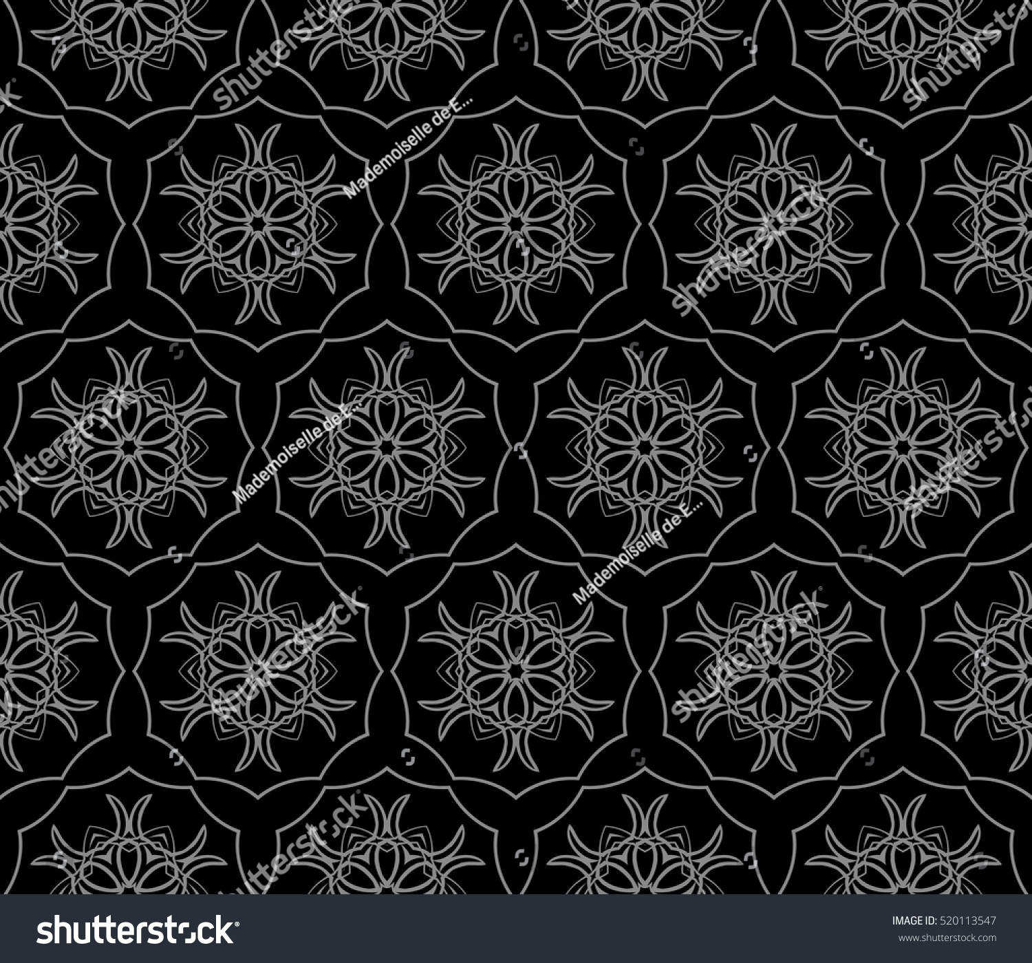 Gothic Geometry Flower Seamless Pattern Black: เวกเตอร์สต็อก (ปลอดค่า ...