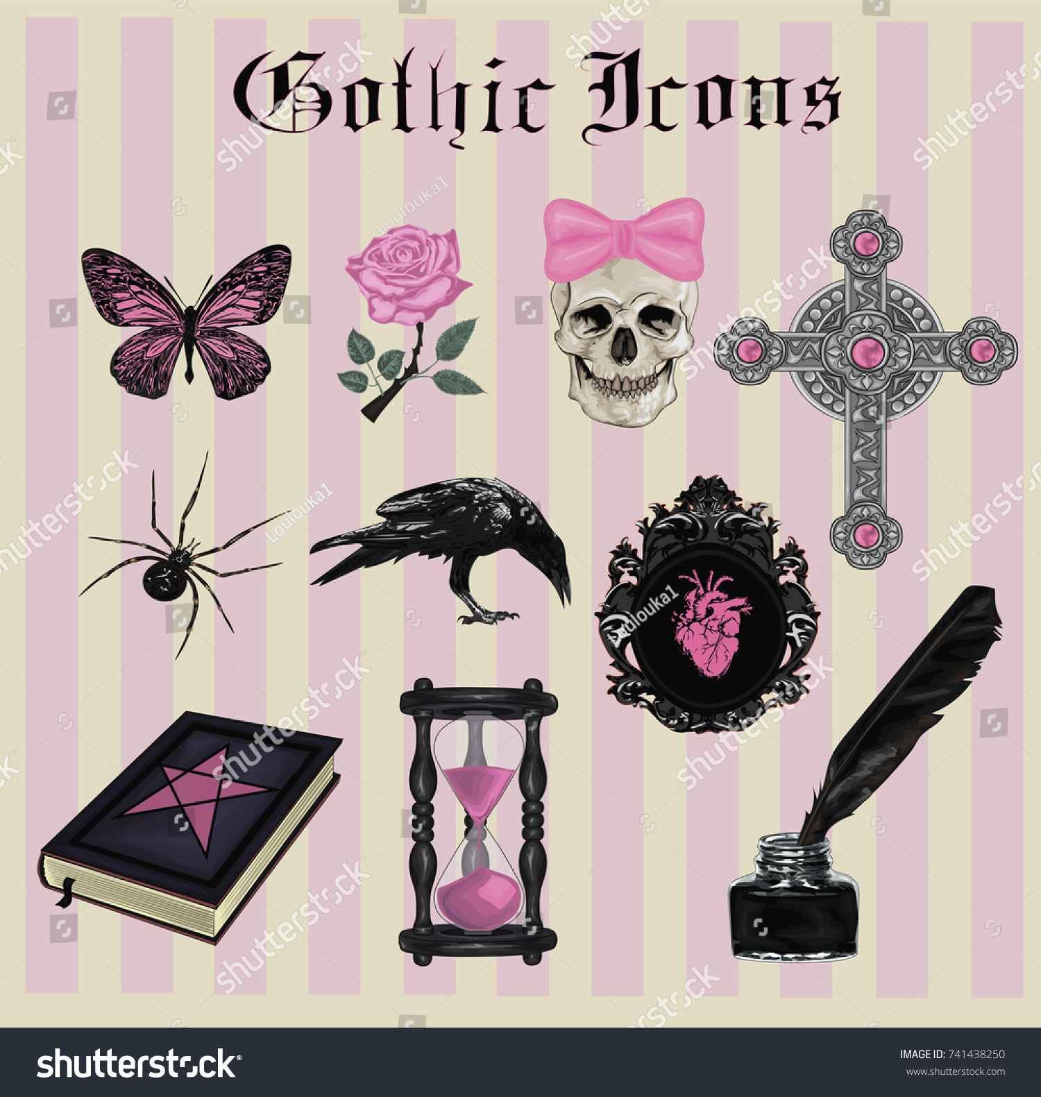 Gothic Icons Stylized Vector Icon Design Stock Vector (Royalty Free ...