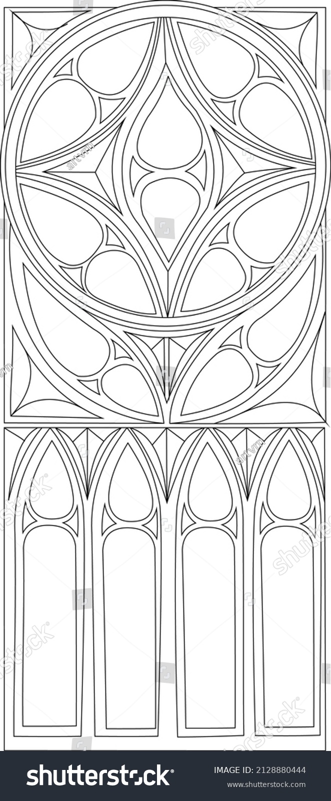 Gothic Pattern Temple Windows Stock Vector (Royalty Free) 2128880444 ...