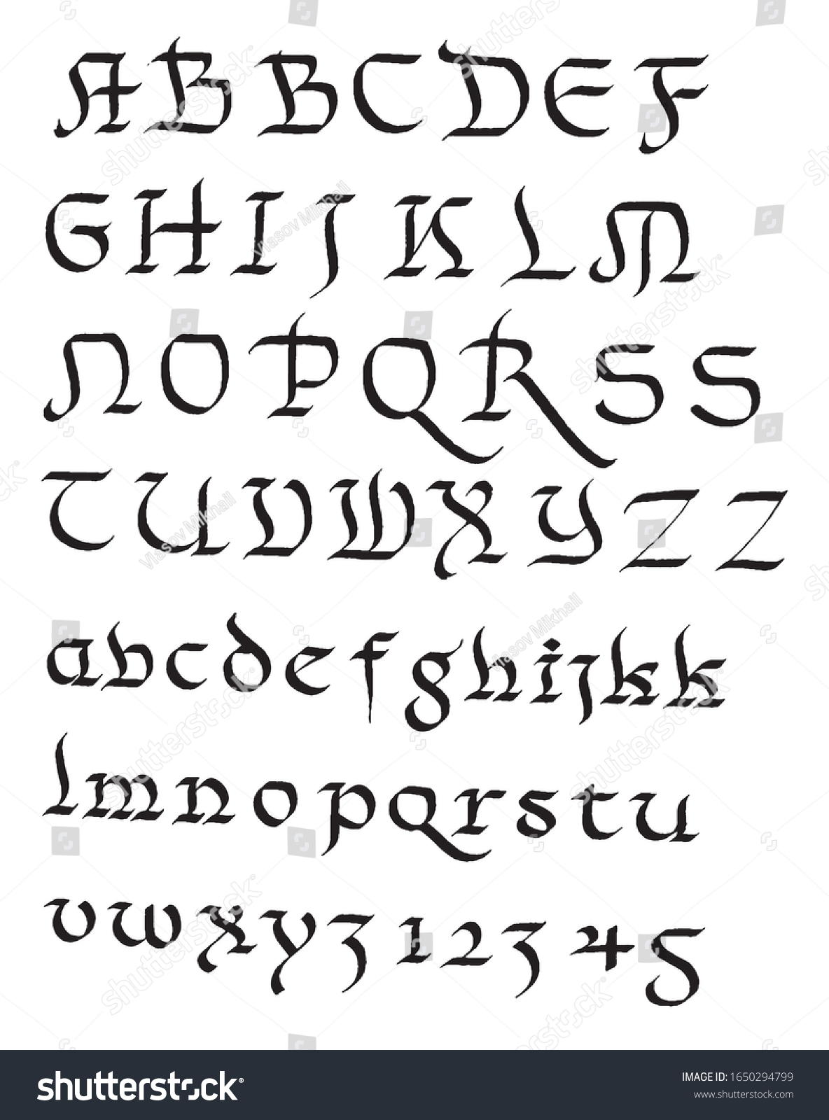 Vektor Stok Gothic Upper Lower Case Alphabet (Tanpa Royalti) 1650294799 ...