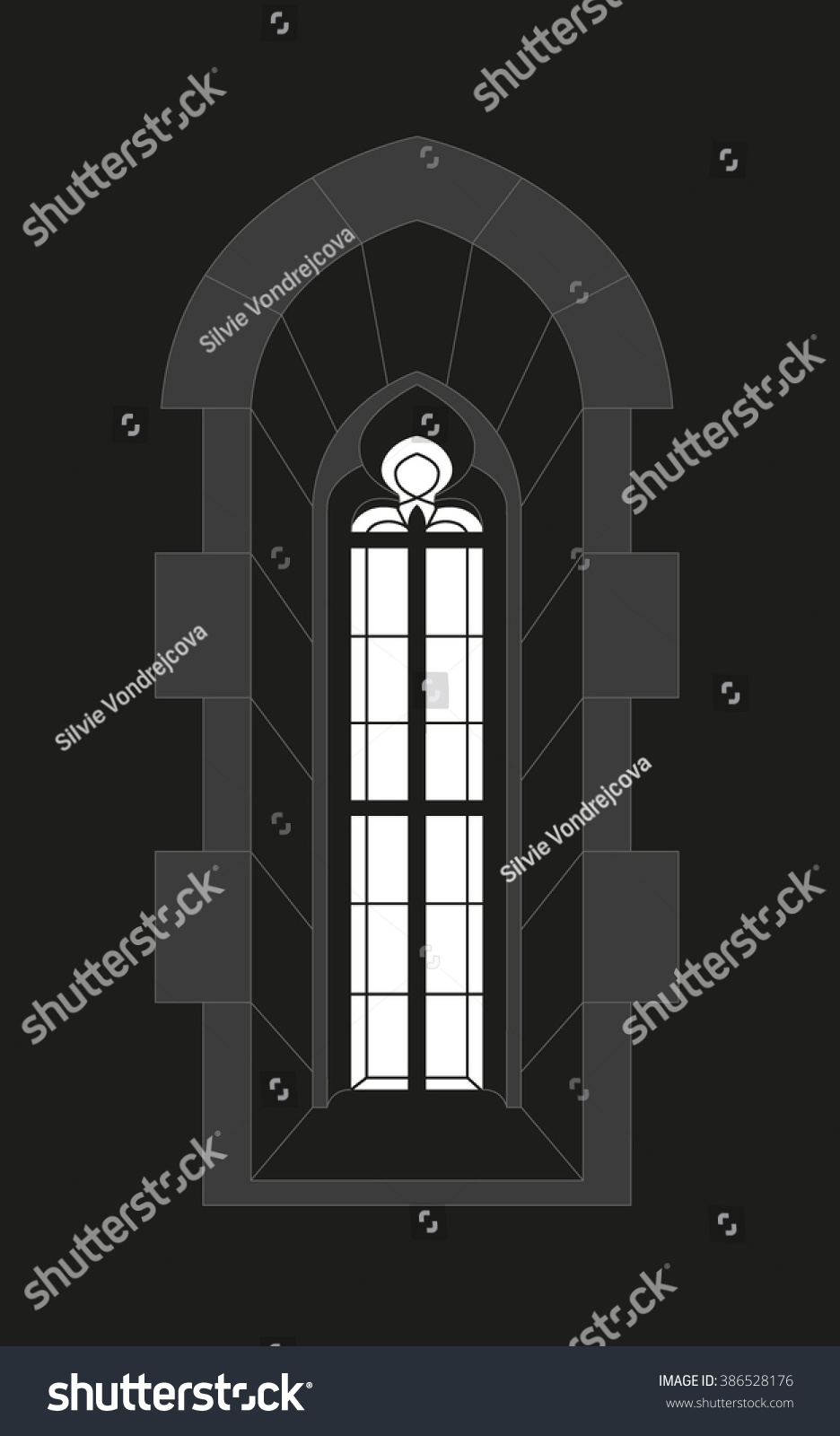 Gothic Window Window Recess Silhouette Vista: เวกเตอร์สต็อก (ปลอดค่า ...