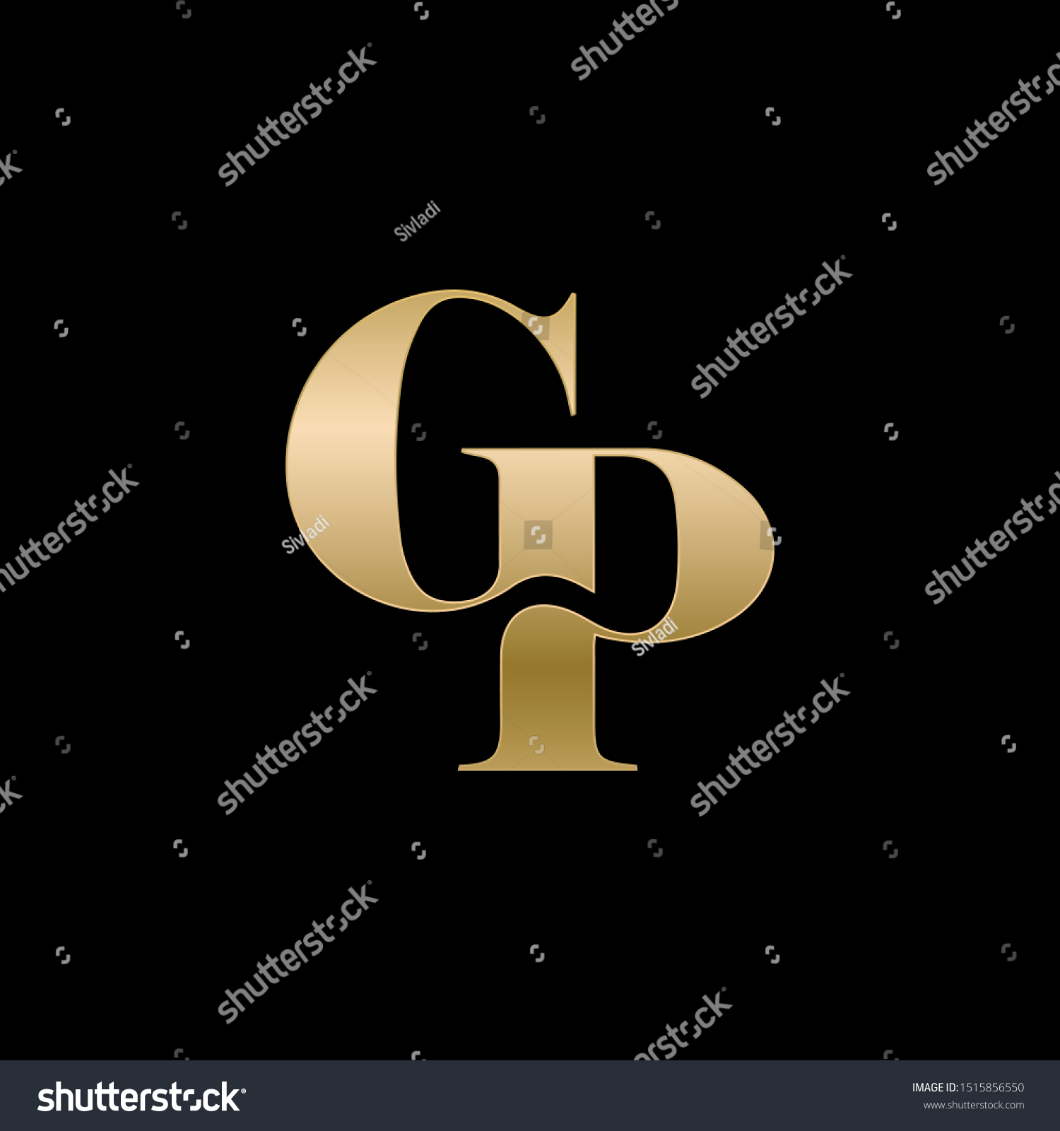 Gp Gold Letters Logo Vector Stock Vector (Royalty Free) 1515856550