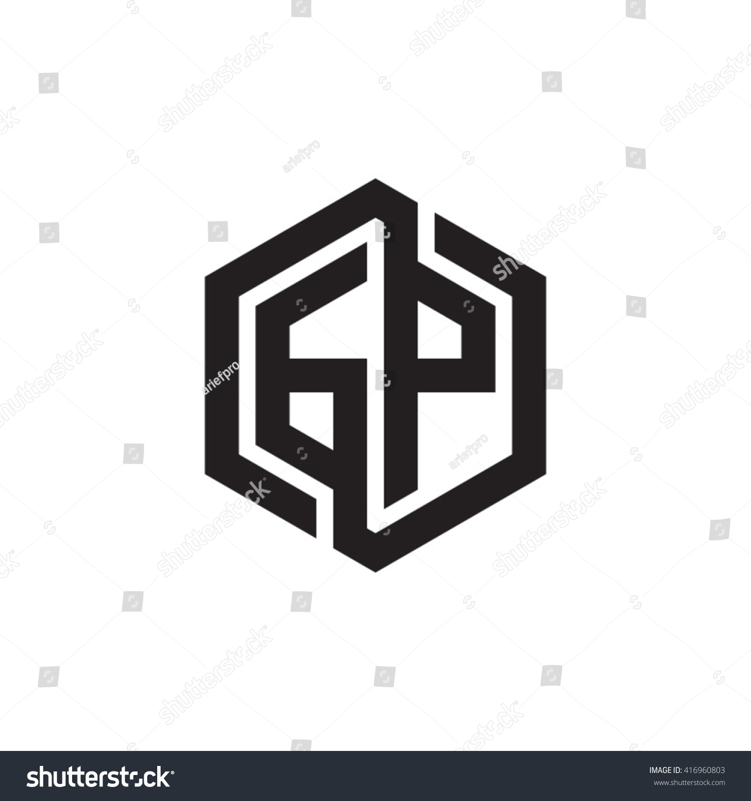 Gp Initial Letters Looping Linked Hexagon Stock Vector (Royalty Free ...
