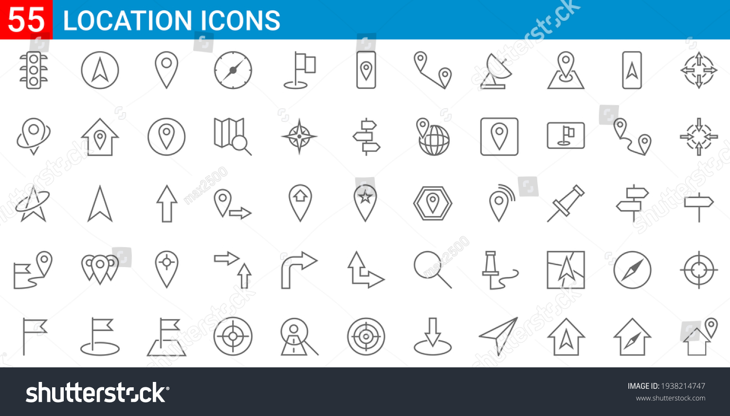 Gps Location Icon Collection Vector Stock Vector (Royalty Free ...