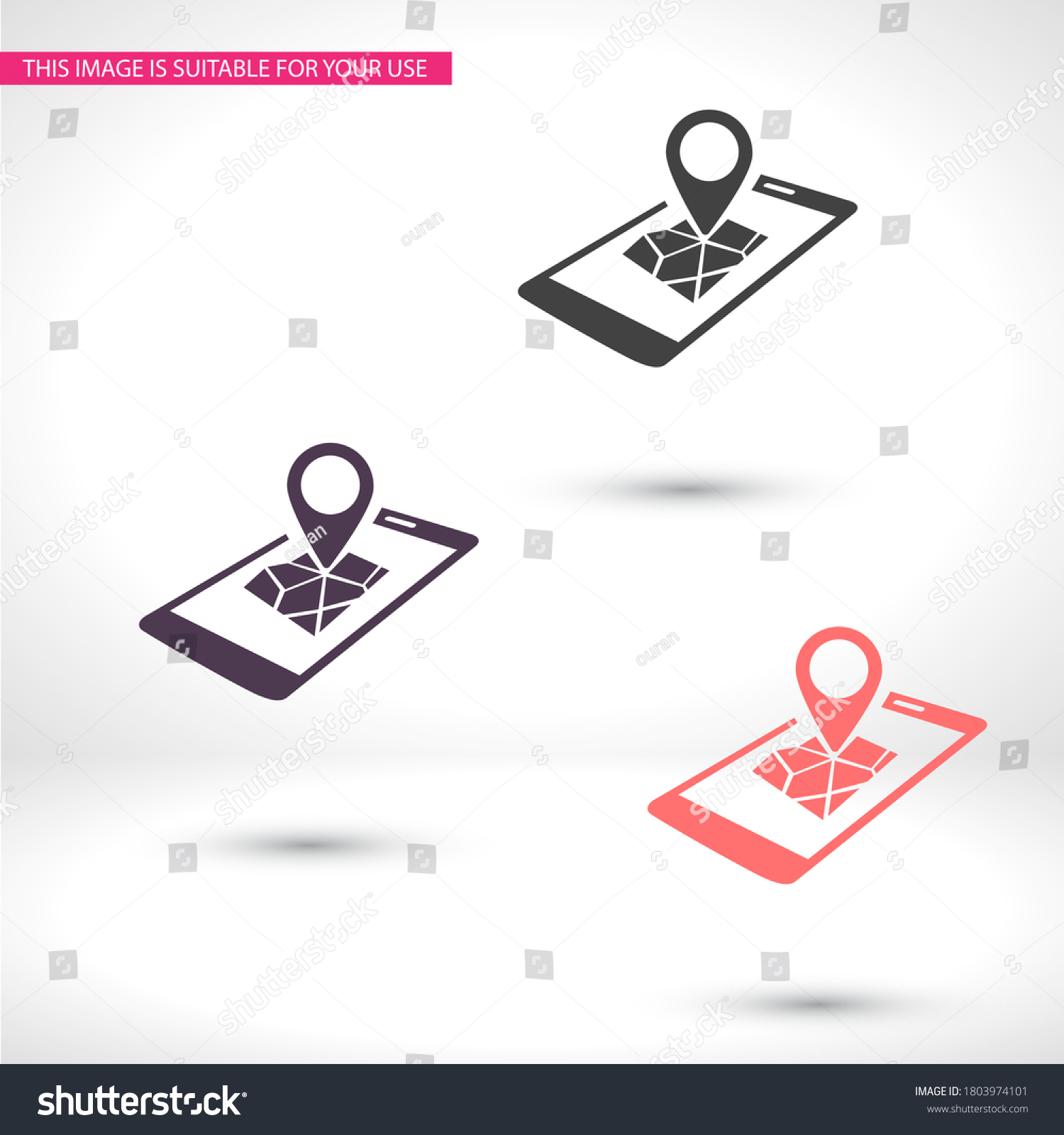 Gps Phone Icon Map Marker Vector Stock Vector (Royalty Free) 1803974101 ...