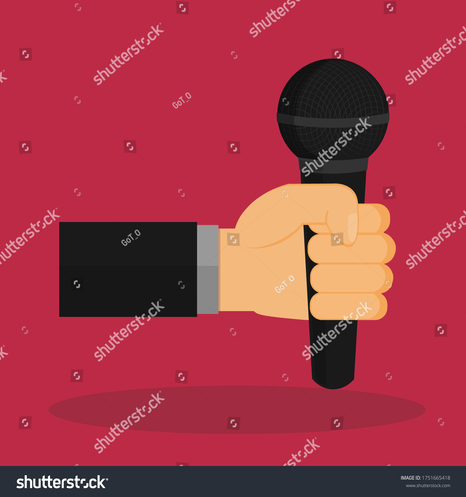 Grab Microphone Hand Vector Stock Vector (Royalty Free) 1751665418 ...