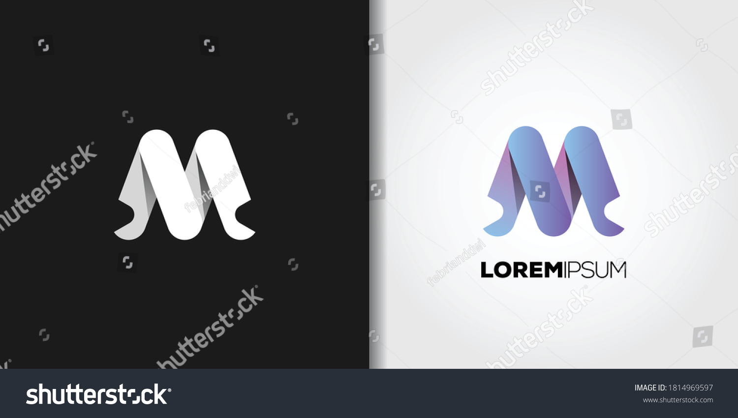 Gradation Letter M Logo Template Set Stock Vector (Royalty Free ...