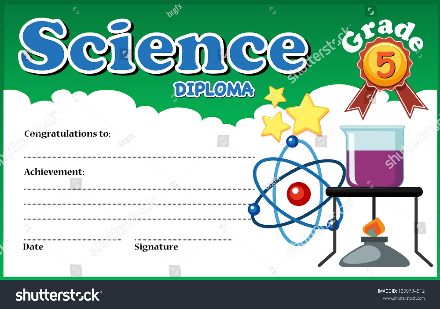 Grade Five Science Diploma Template Illustration Stock Vector (Royalty ...