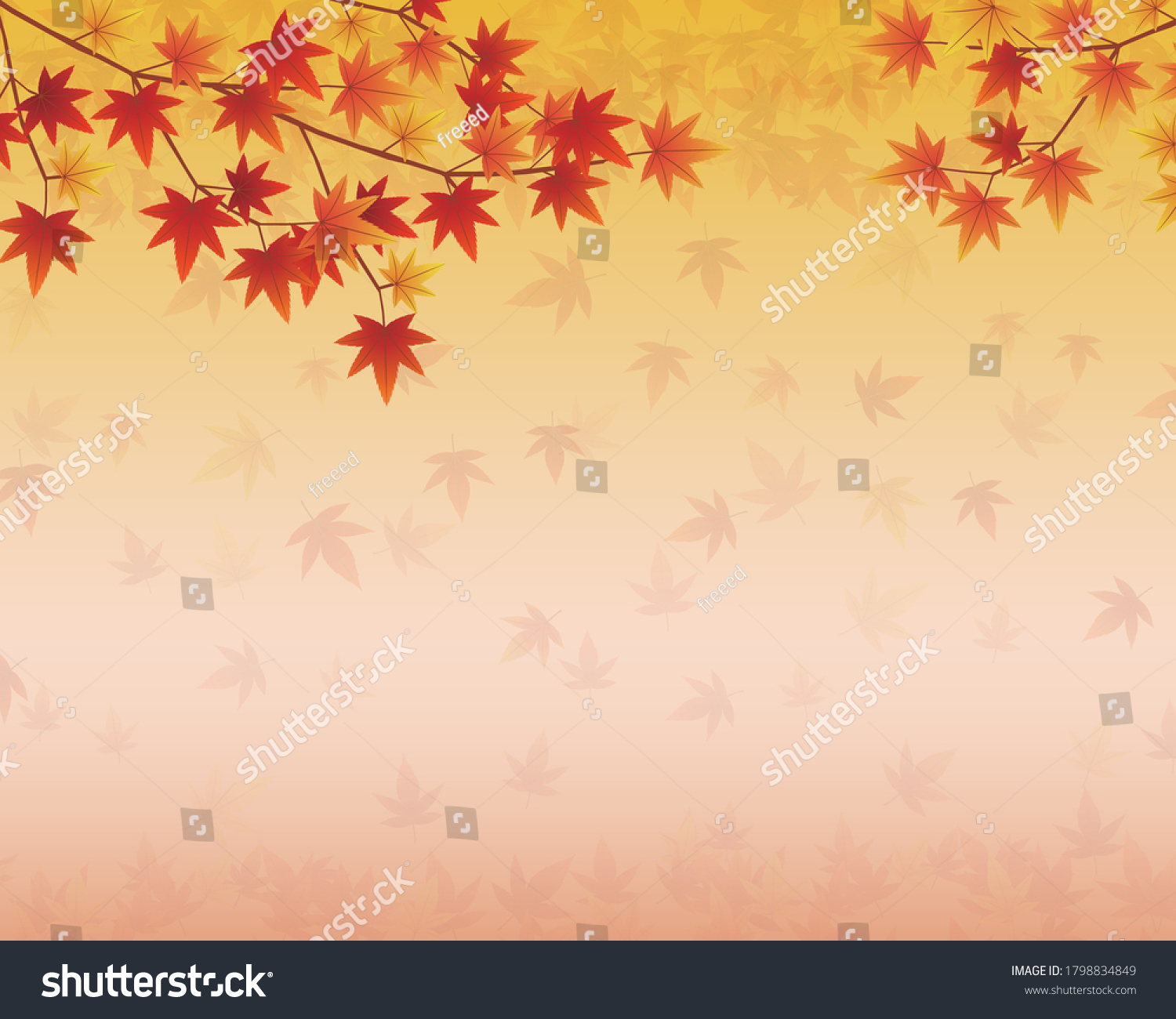 Gradient Background Autumn Leaves Falling Stock Vector (Royalty Free ...