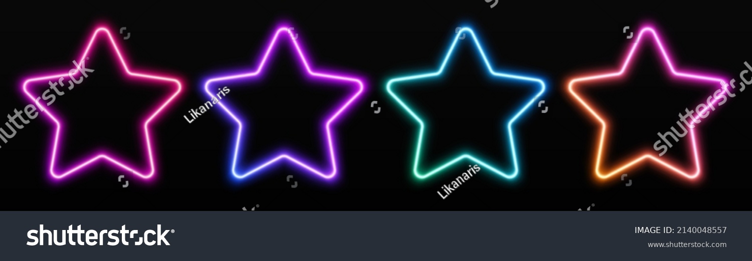 Gradient Neon Star Frames Set Glowing Stock Vector (Royalty Free ...