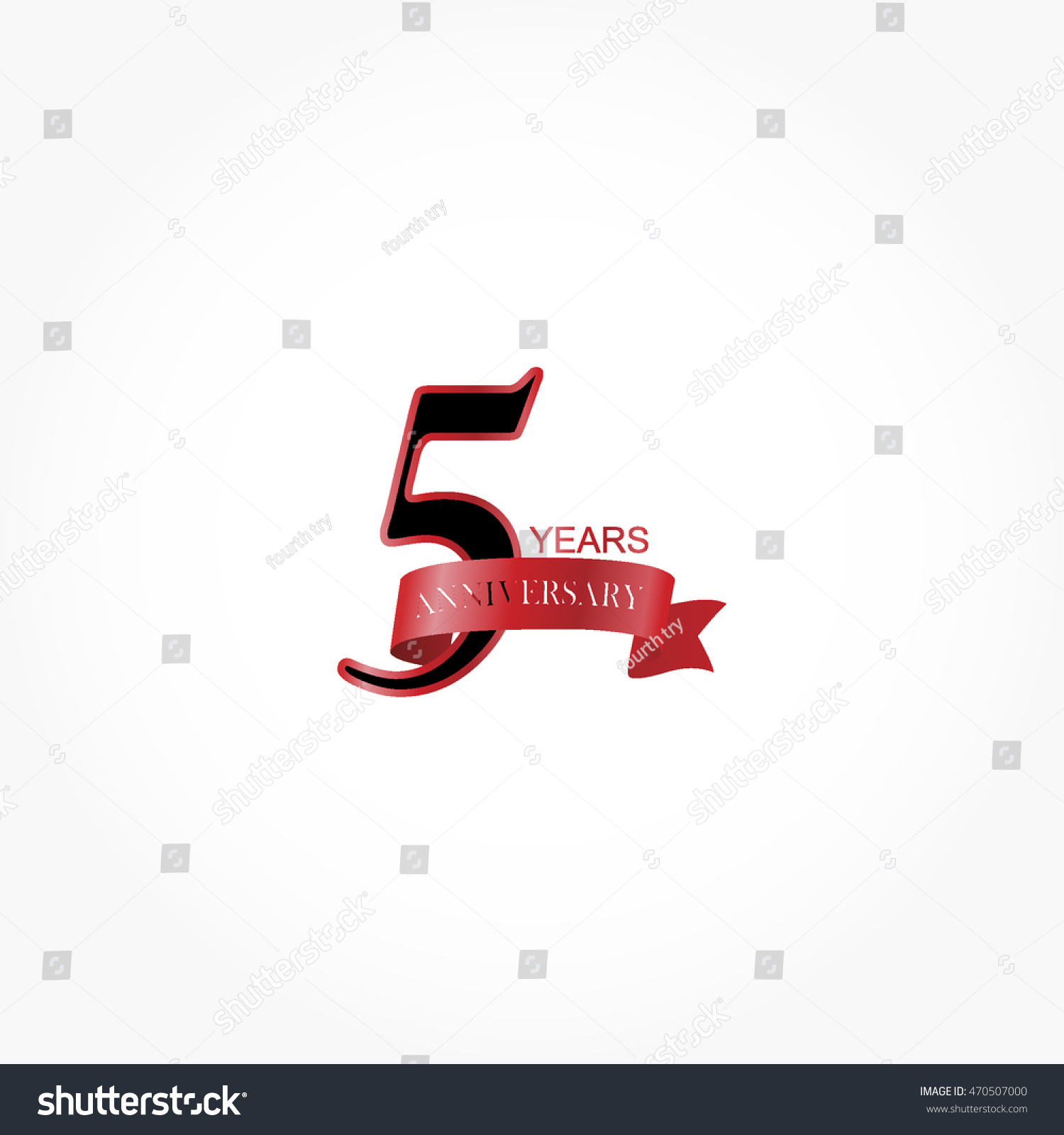 Gradient Red Ribbon Anniversary Logo Vector: vector de stock (libre de ...